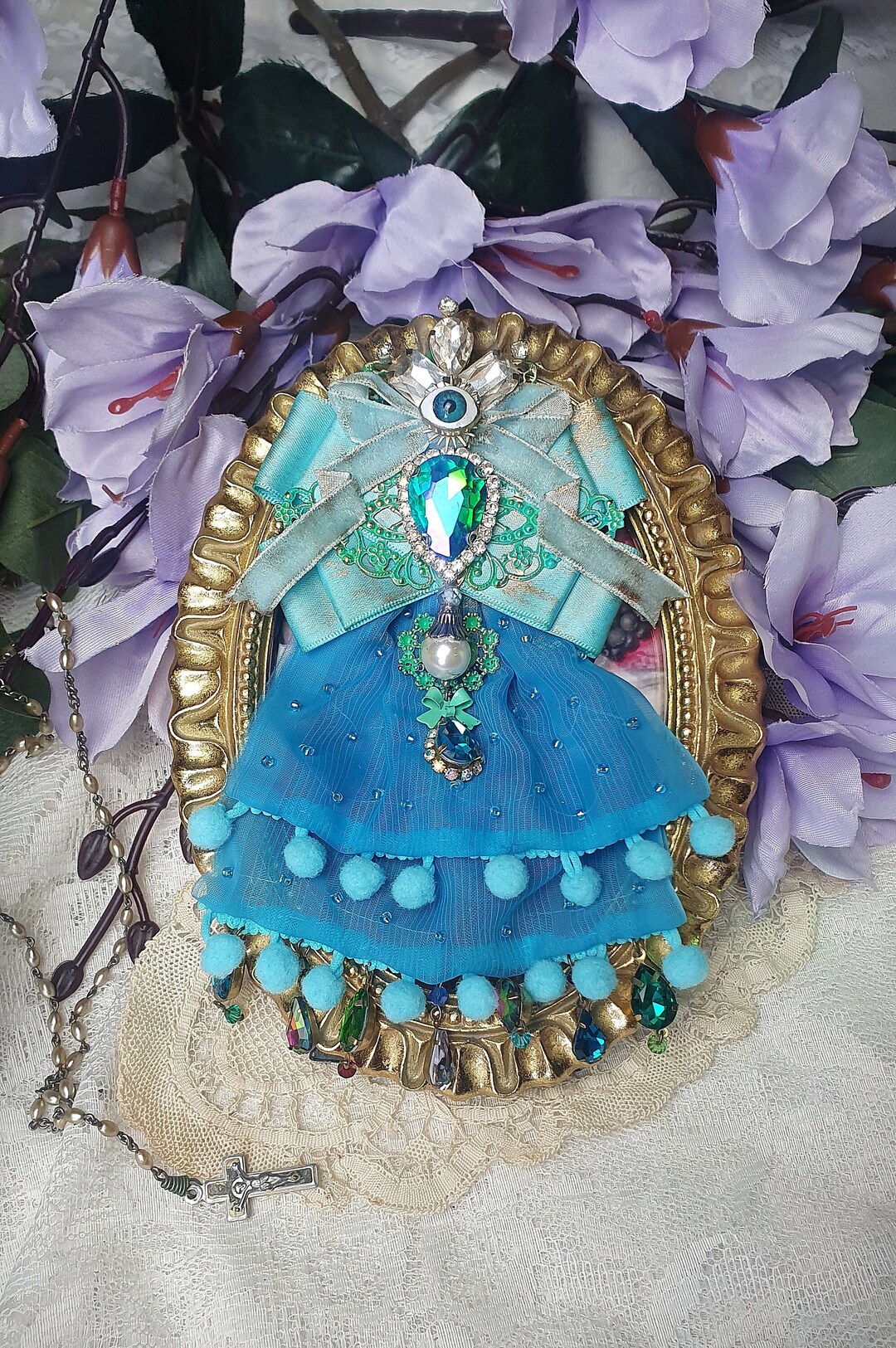 Romantic Rococo Inspired Jabot Brooch - Mixed Media Art Brooch ...