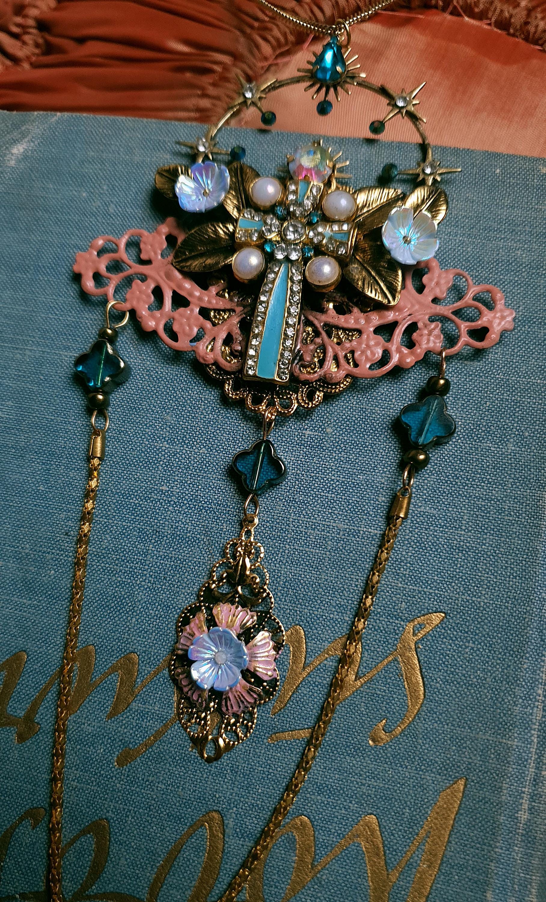 Handmade Rococo Sacral and Celestial Art Inspired Romantic Pastel Blue ...
