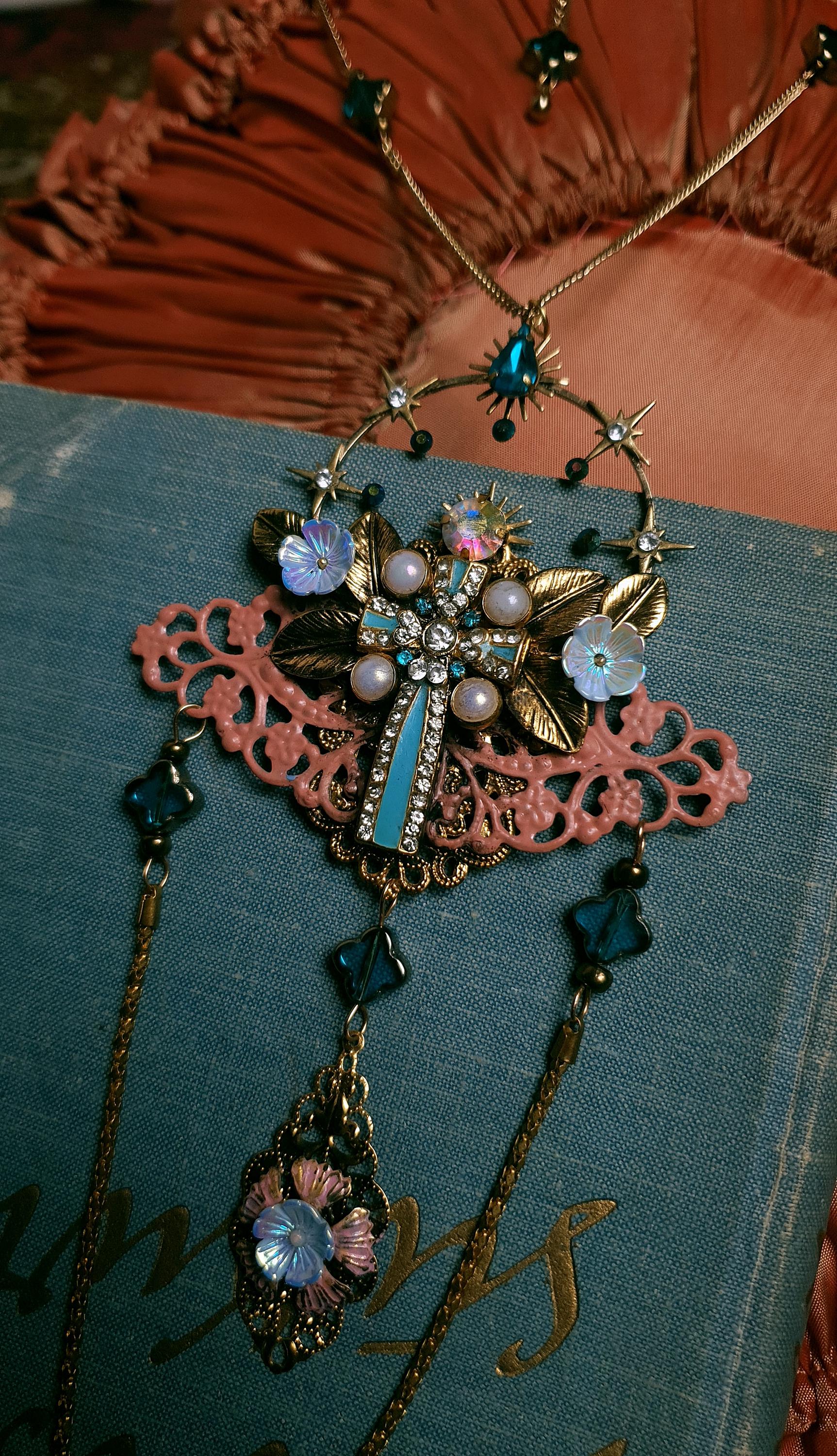 Handmade Rococo Sacral and Celestial Art Inspired Romantic Pastel Blue ...