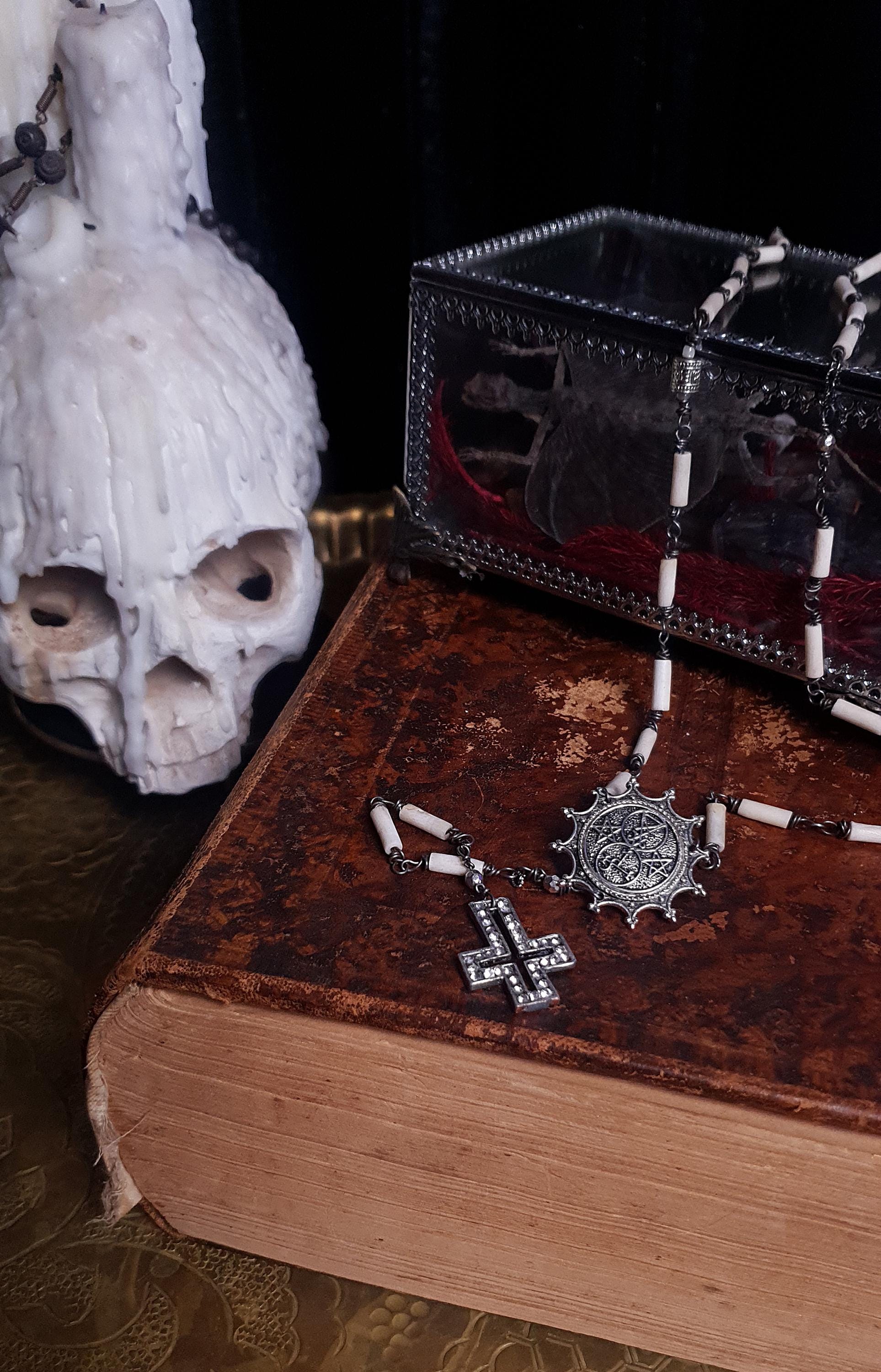 Rosary With an Inverted Cross and Lucifer and Lilith Sigils - Vintage ...