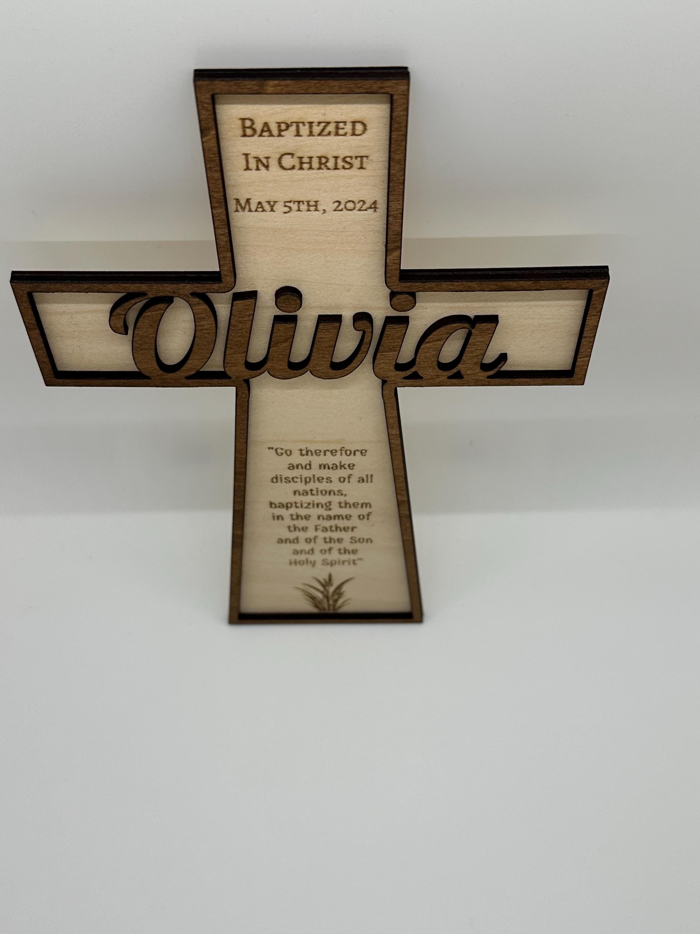 First Communion Eucharist Baptism Custom Personalized Wooden Cross Gift ...