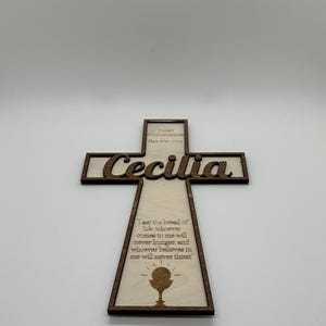 First Communion Eucharist Baptism Custom Personalized Wooden Cross Gift ...
