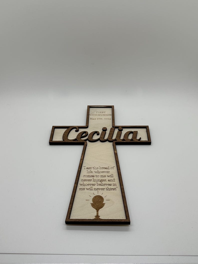 First Communion Eucharist Baptism Custom Personalized Wooden Cross Gift ...