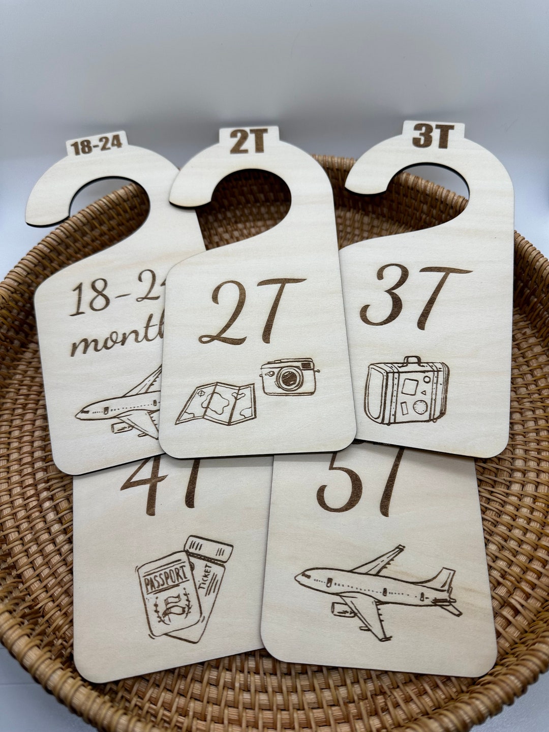 Airplane Travel Toddler Closet Dividers: Laser Engraved Basswood, 18 Mo ...