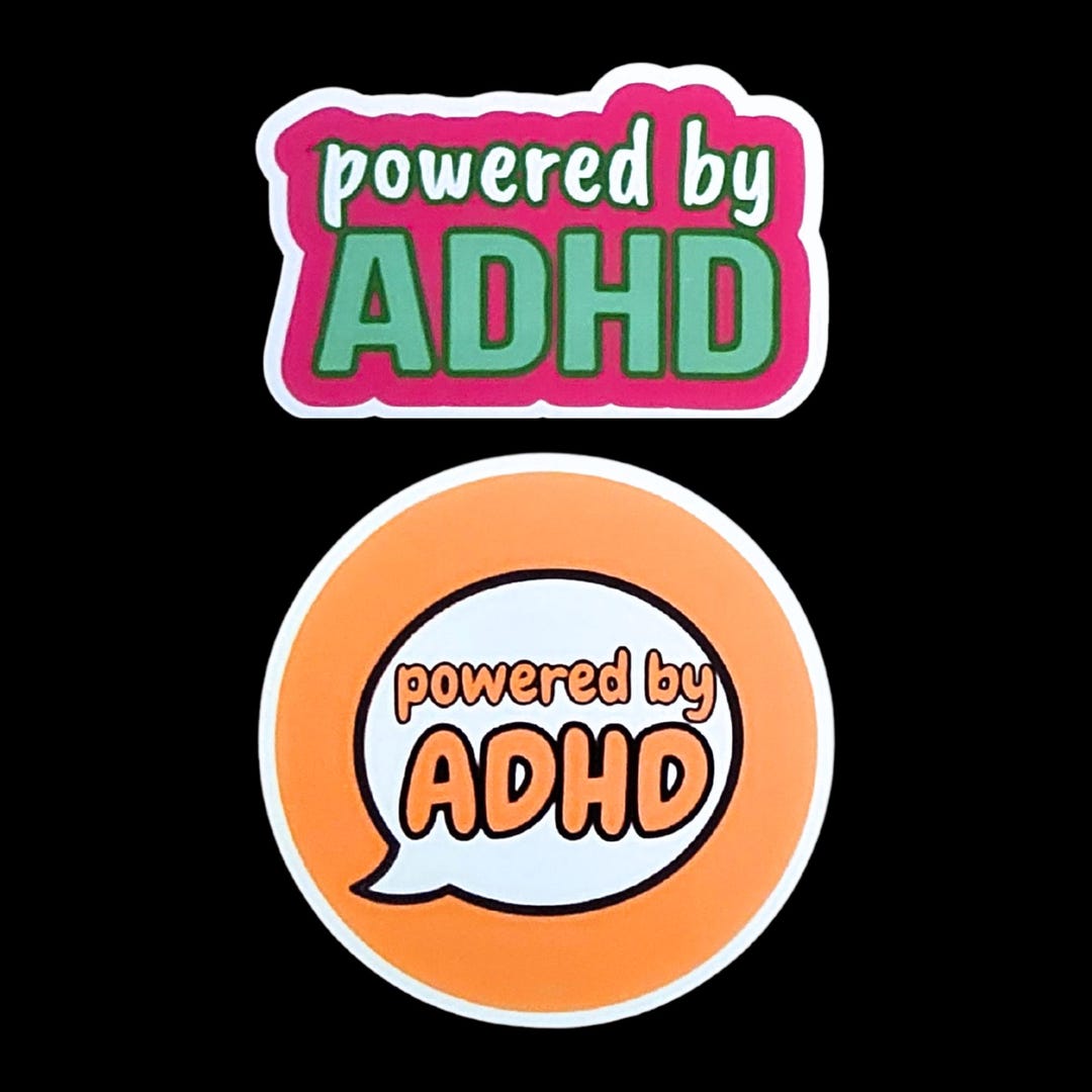 Powered by ADHD Vinyl Sticker - Handmade UK - Etsy