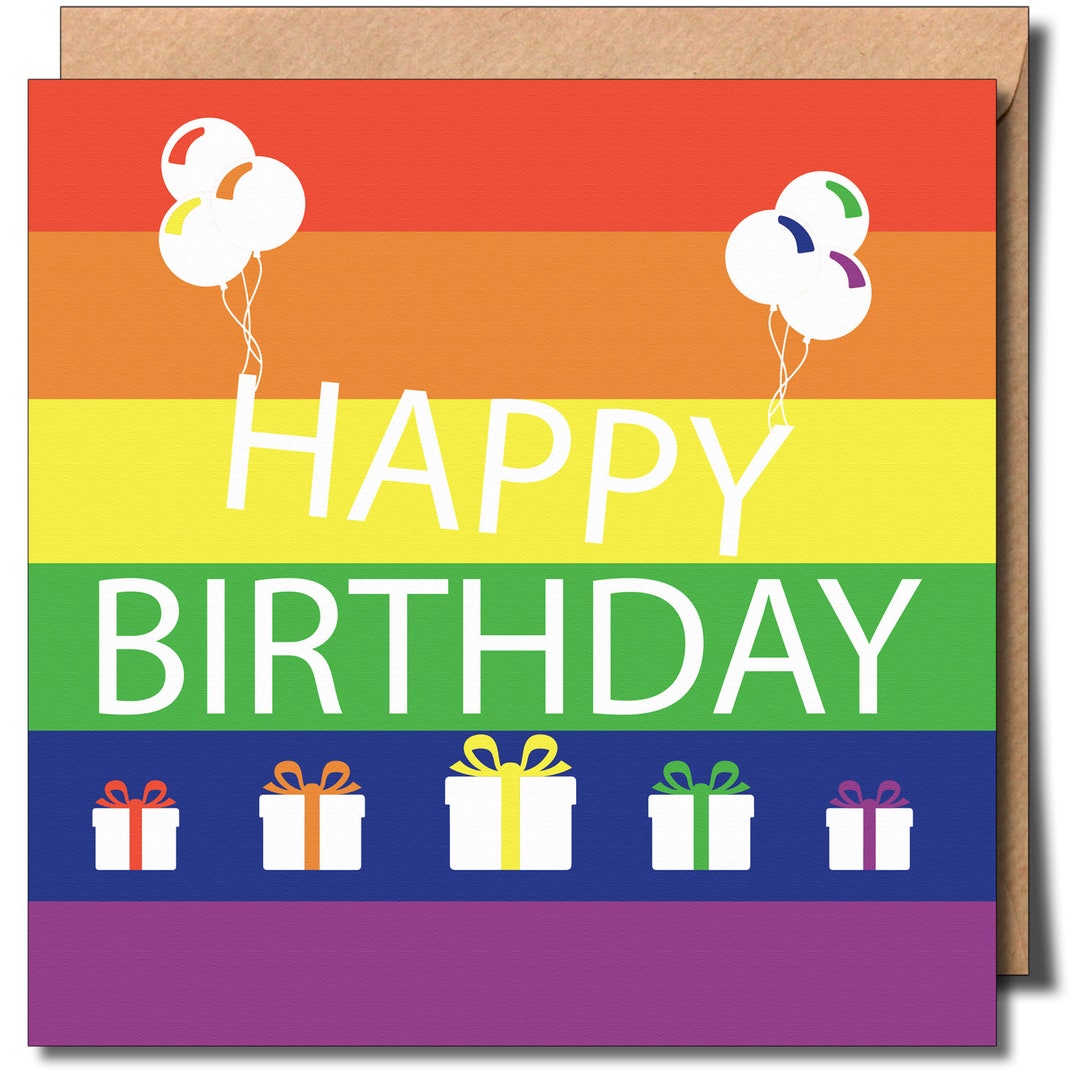 Happy Birthday Gay Lgbtq Birthday Greeting Card Lesbian Card Gay Card ...