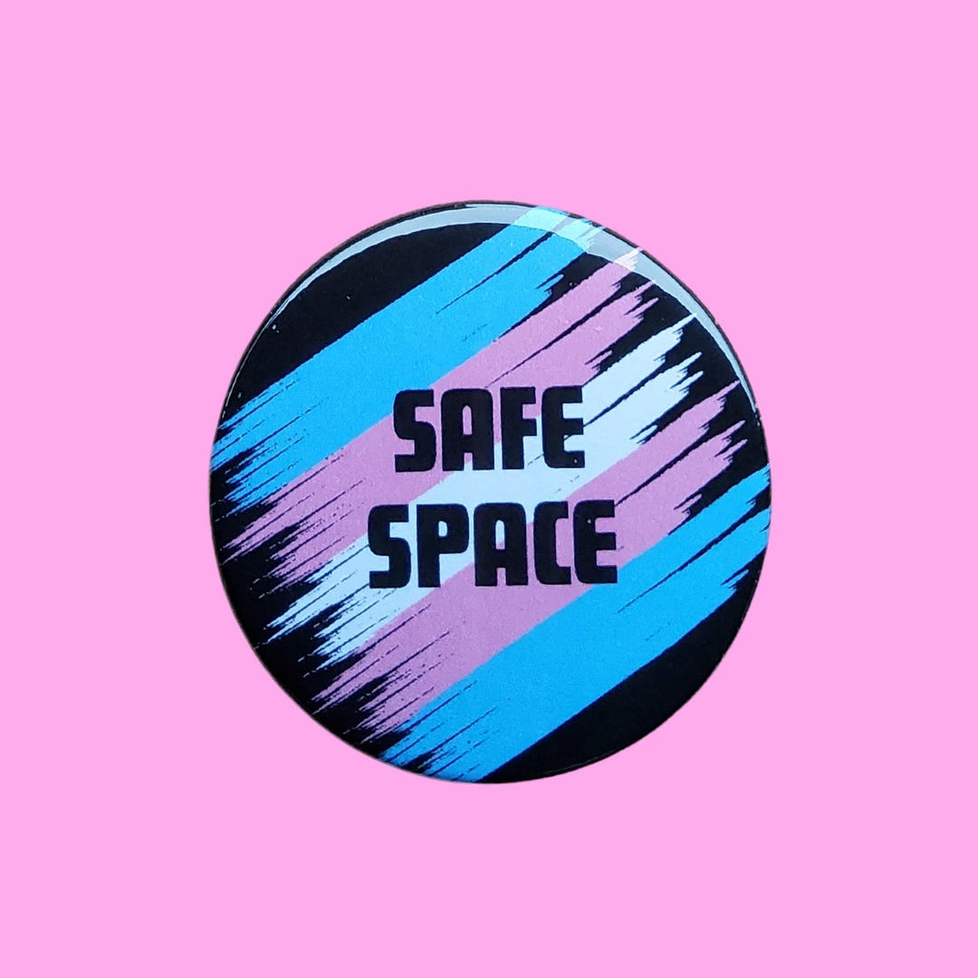 Safe Space Trans Badge 38mm X 38mm Size Badges Lgbtq Pins, Badges ...