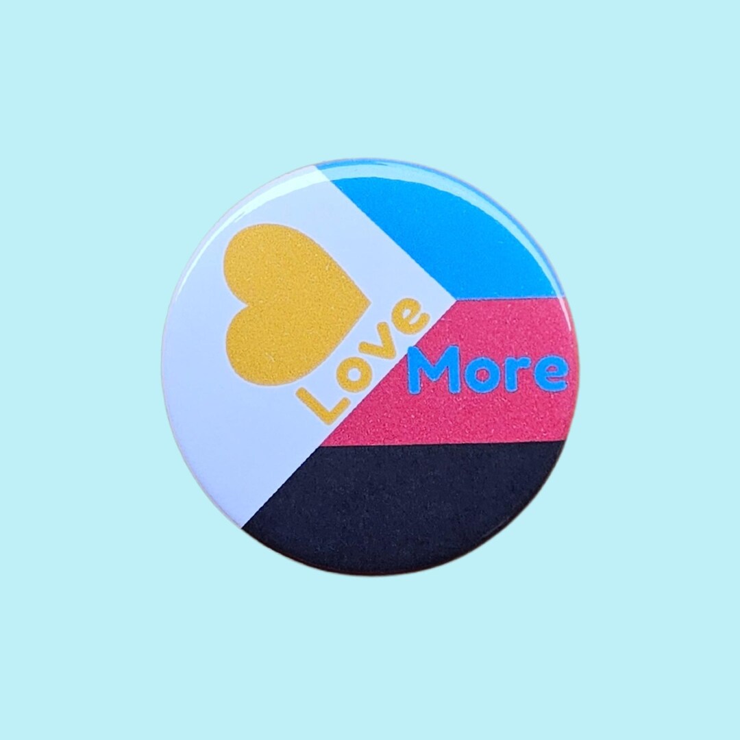 Great Polyamorous Love More Badge 38mm X 38mm Size Badges Lgbtqia Pins ...