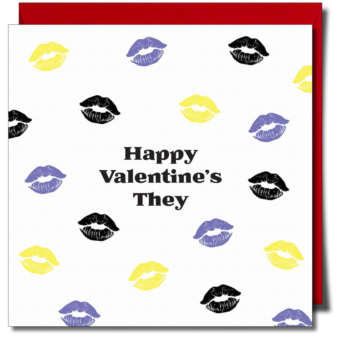 Non Binary Valentine's Day Greeting Card Lgbtq Gender Neutral Valentine ...