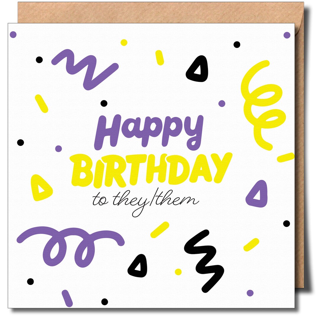 Non Binary Birthday Card: They/them Gender Neutral Greeting - Etsy
