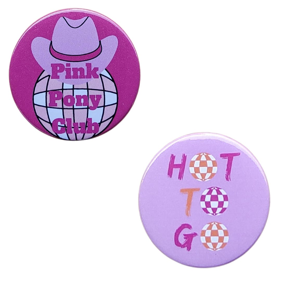 Pink Pony Club Chappell Roan 38mm X 38mm Size Badges, Two Pack Pink ...