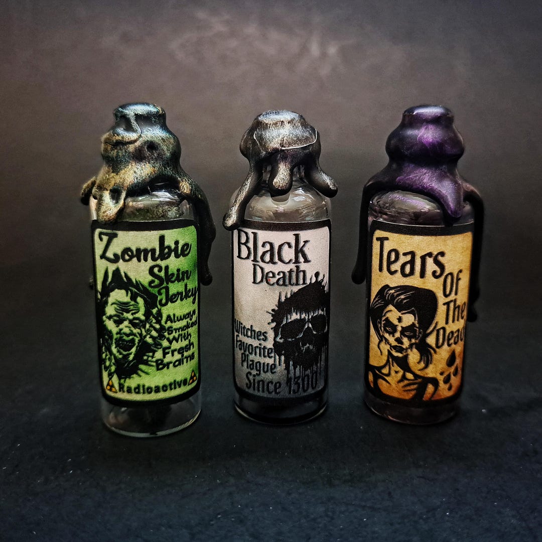 Mini Death Apothecary Bottlles. Handmade Fantasy Potions. Halloween ...