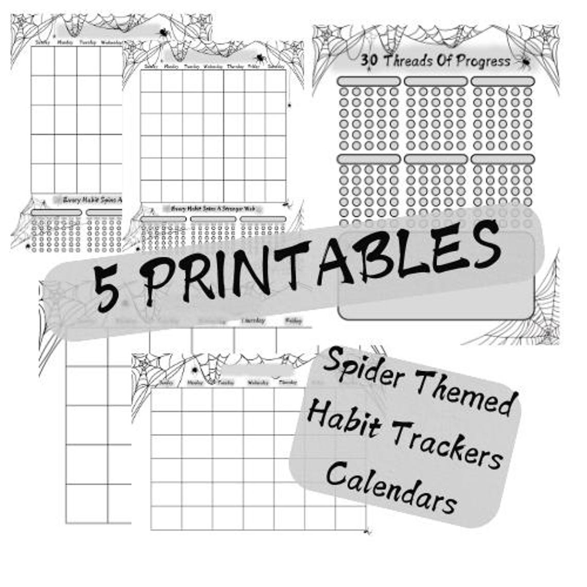 Printable Spider Web Themed Calendar and Habit Tracker Bundle. Spooky ...