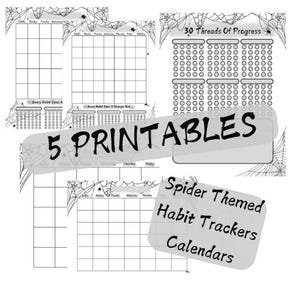 Printable Spider Web Themed Calendar and Habit Tracker Bundle. Spooky ...
