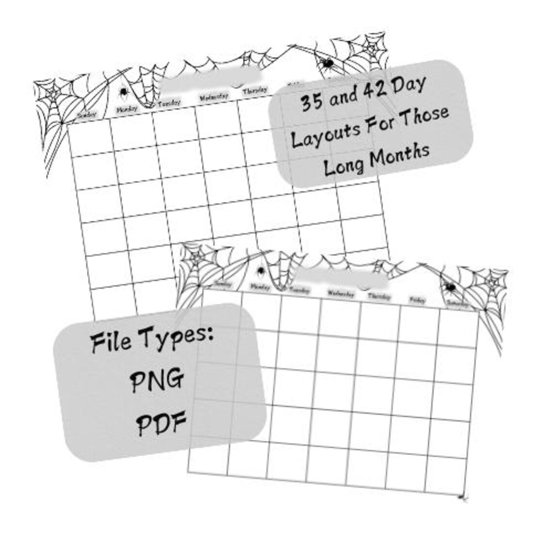Printable Spider Web Themed Calendar and Habit Tracker Bundle. Spooky ...