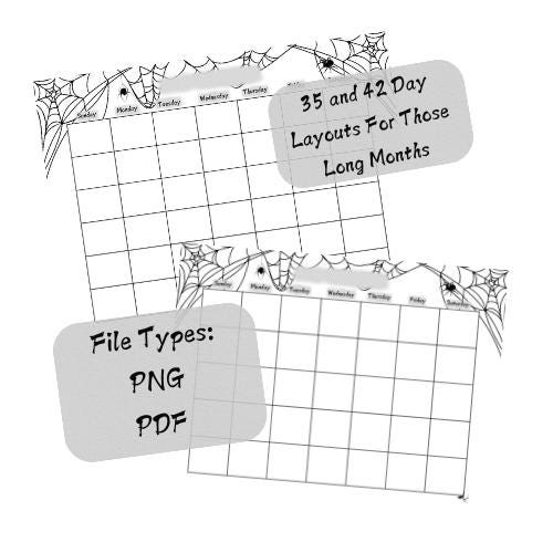 Printable Spider Web Themed Calendar and Habit Tracker Bundle. Spooky ...