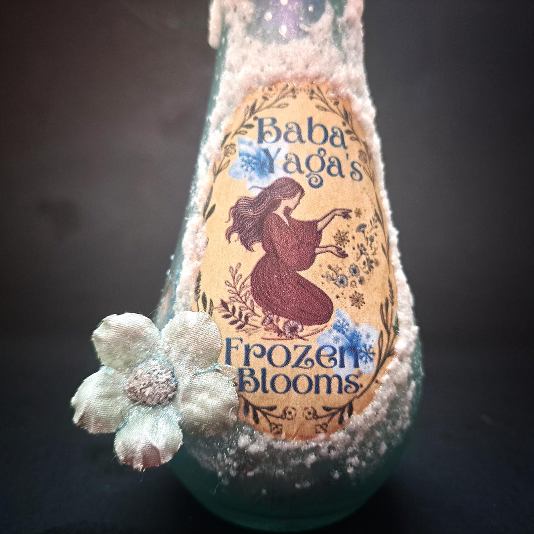 Baba Yaga's Frozen Blooms Fantasy Potion Bottle - Etsy