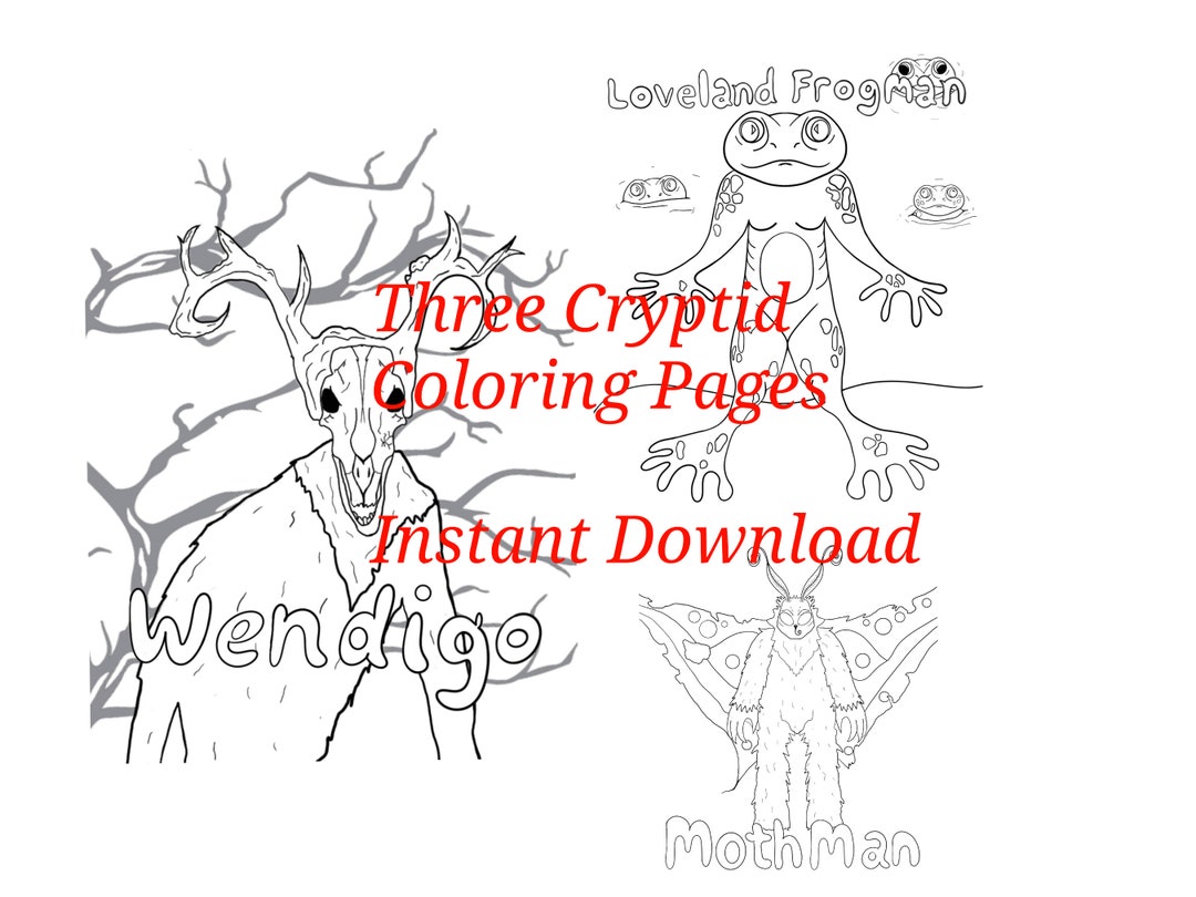 Three Printable Cryptid Coloring Pages, Instant Download - Etsy