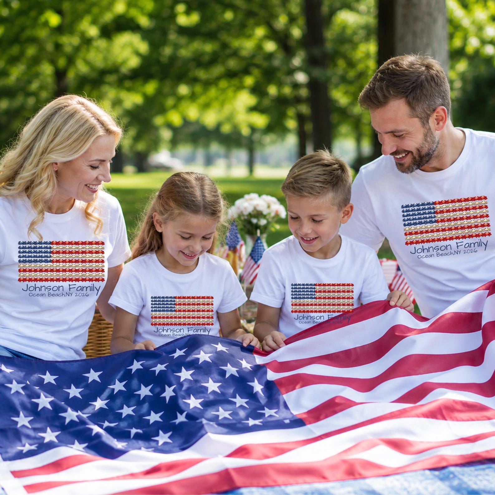 Personalized Crab American Flag Custom Family Vacation Print | Beach ...