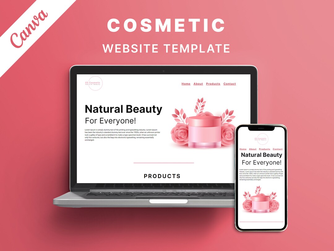 Canva Website Template: Cosmetic Brand Landing Page (instant Download ...