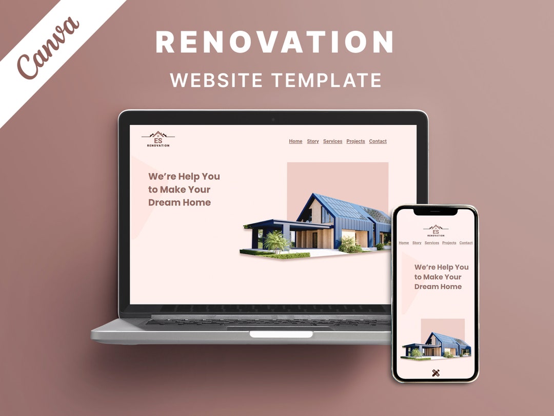 Canva Website Template for Renovation | Canva Landing Page | Renovation ...