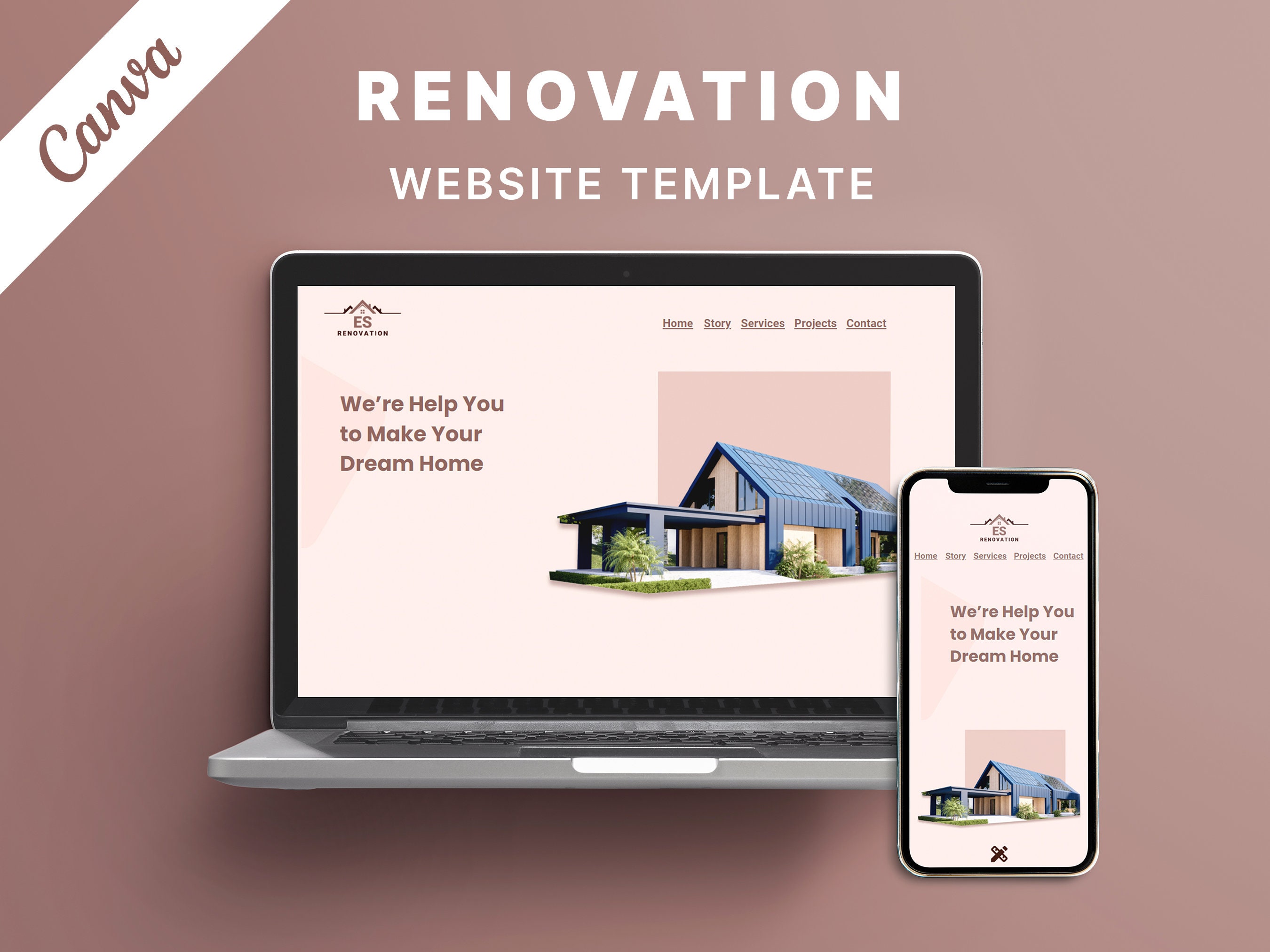 Canva Website Template for Renovation | Canva Landing Page | Renovation ...