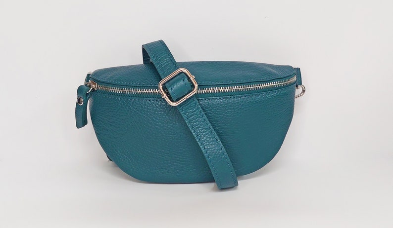 Belly Bag in Teal Real Leather, Nappa Leather Waist Bag, Bum Bag in ...