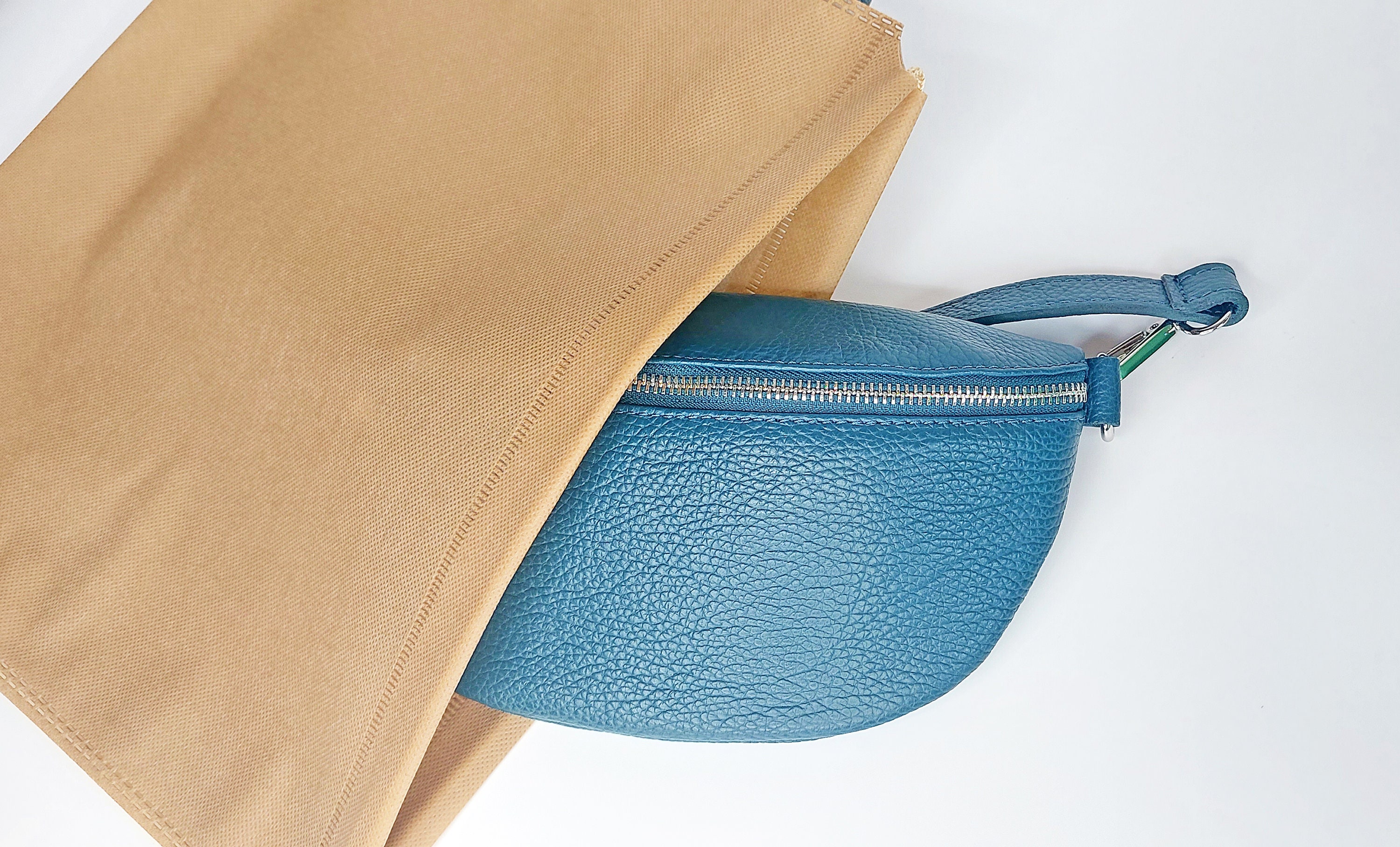 Belly Bag in Teal Real Leather Nappa Leather Waist Bag Bum - Etsy