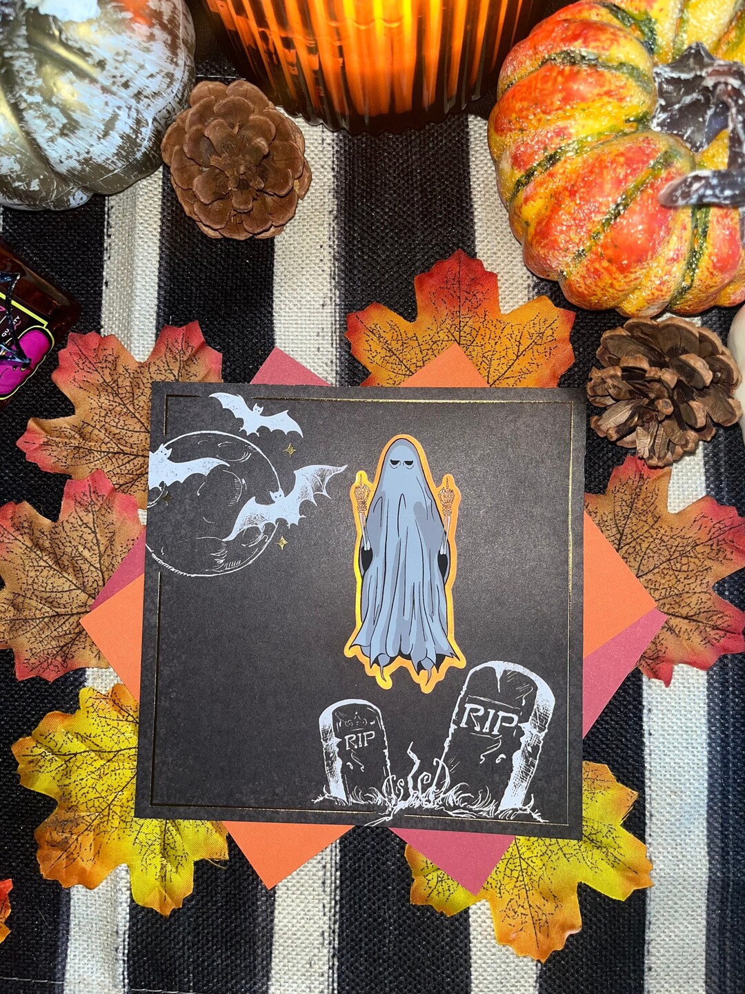 Ghost Middle Finger Sticker Halloween Sticker Skeleton Holo - Etsy