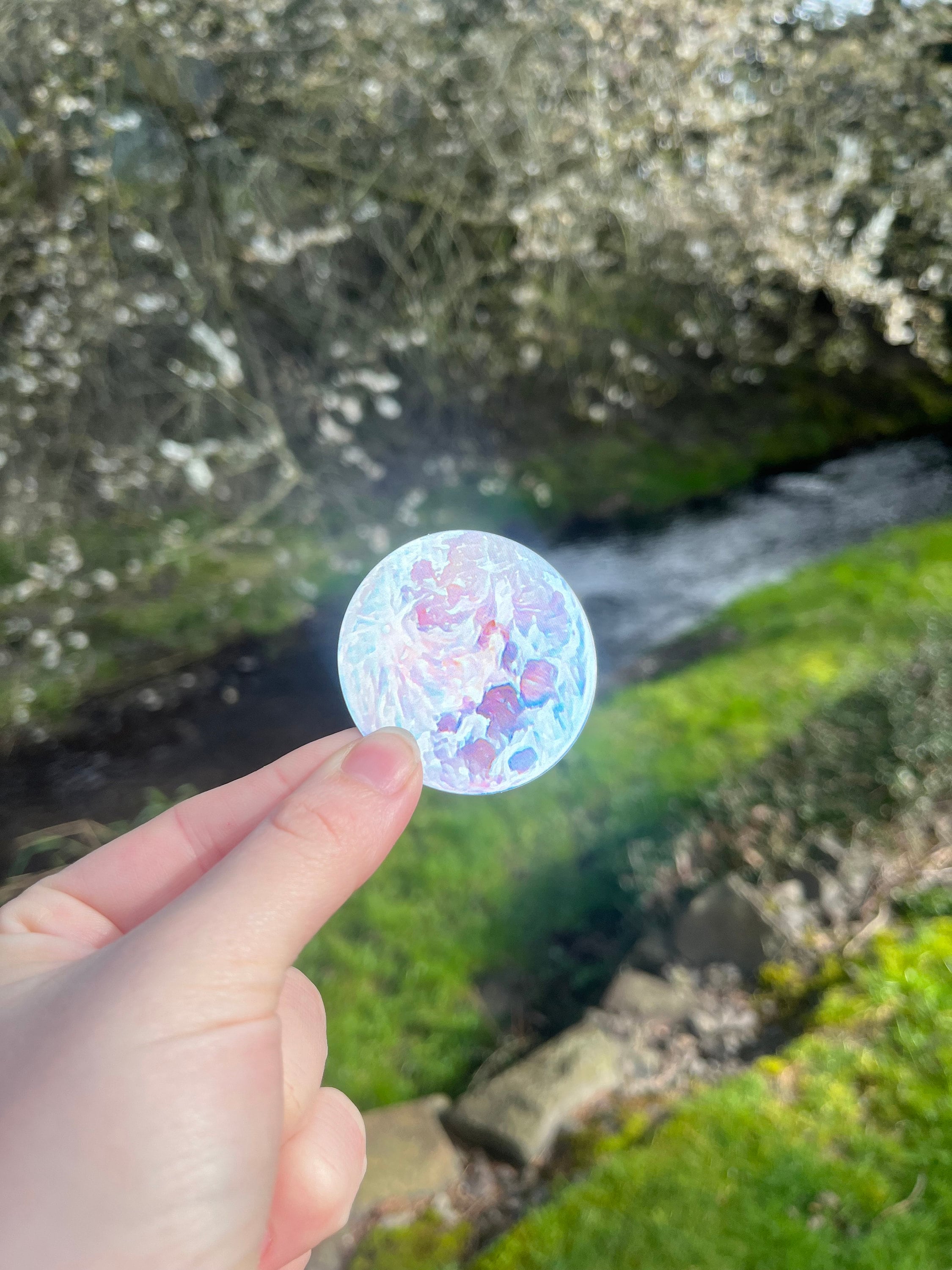 Full Moon Sticker, Holographic Die Cut Vinyl, Space Epoxy Resin Decal ...