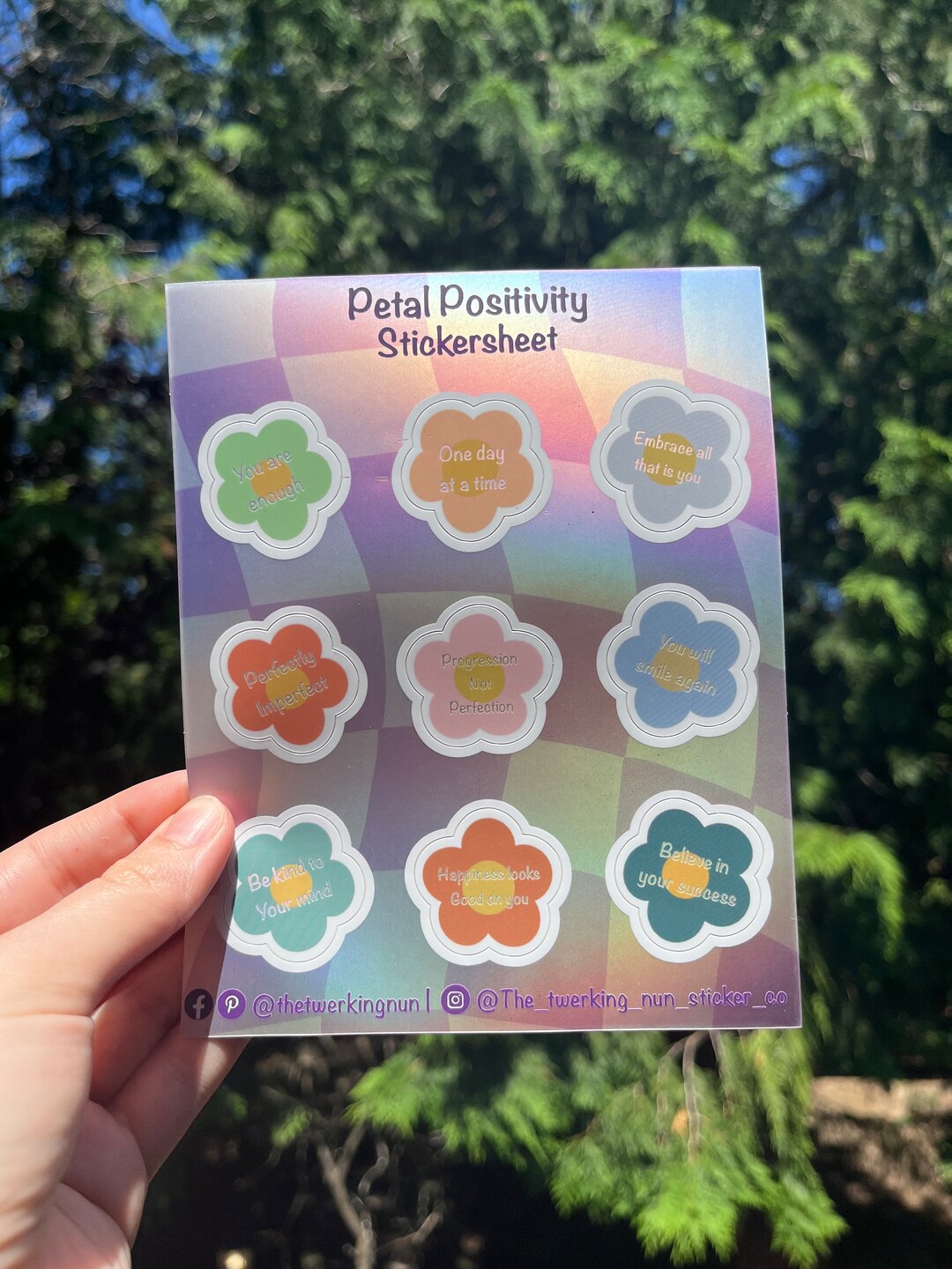 Cute Flower Sticker Sheet, Positive Quote Vinyl, Petal Positivity ...