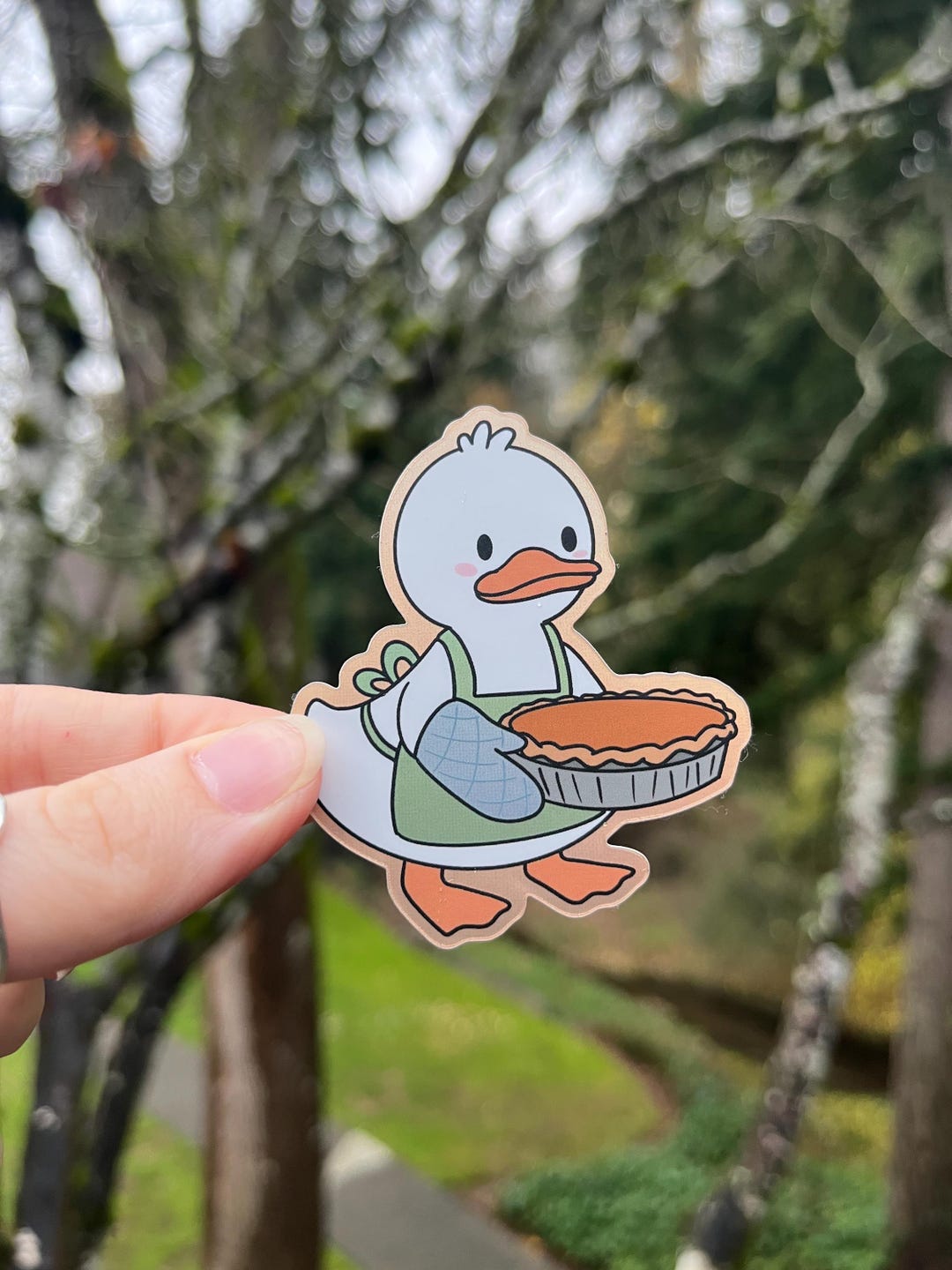 Goose Sticker, Holographic Die Cut Vinyl, Silly Geese Cooking Pumpkin ...