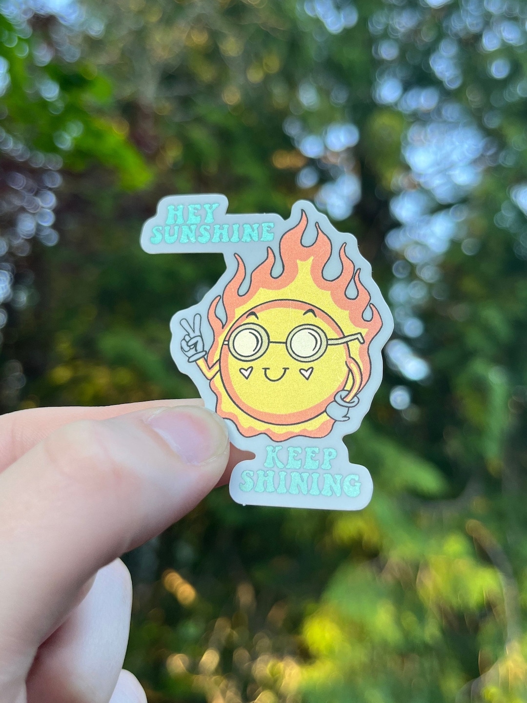 Retro Sun Sticker hey Sunshine Keep Shining Vinyl Decal Labels, Cute ...