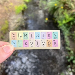 Chemistry Pun Sticker - “chemistry Survivor” Periodic Table Vinyl Decal ...
