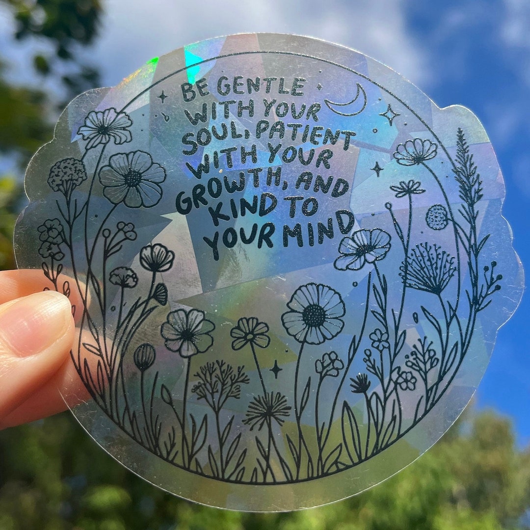 Wildflower Suncatcher Sticker, Positive Vinyl Decal, Rainbowmaker ...