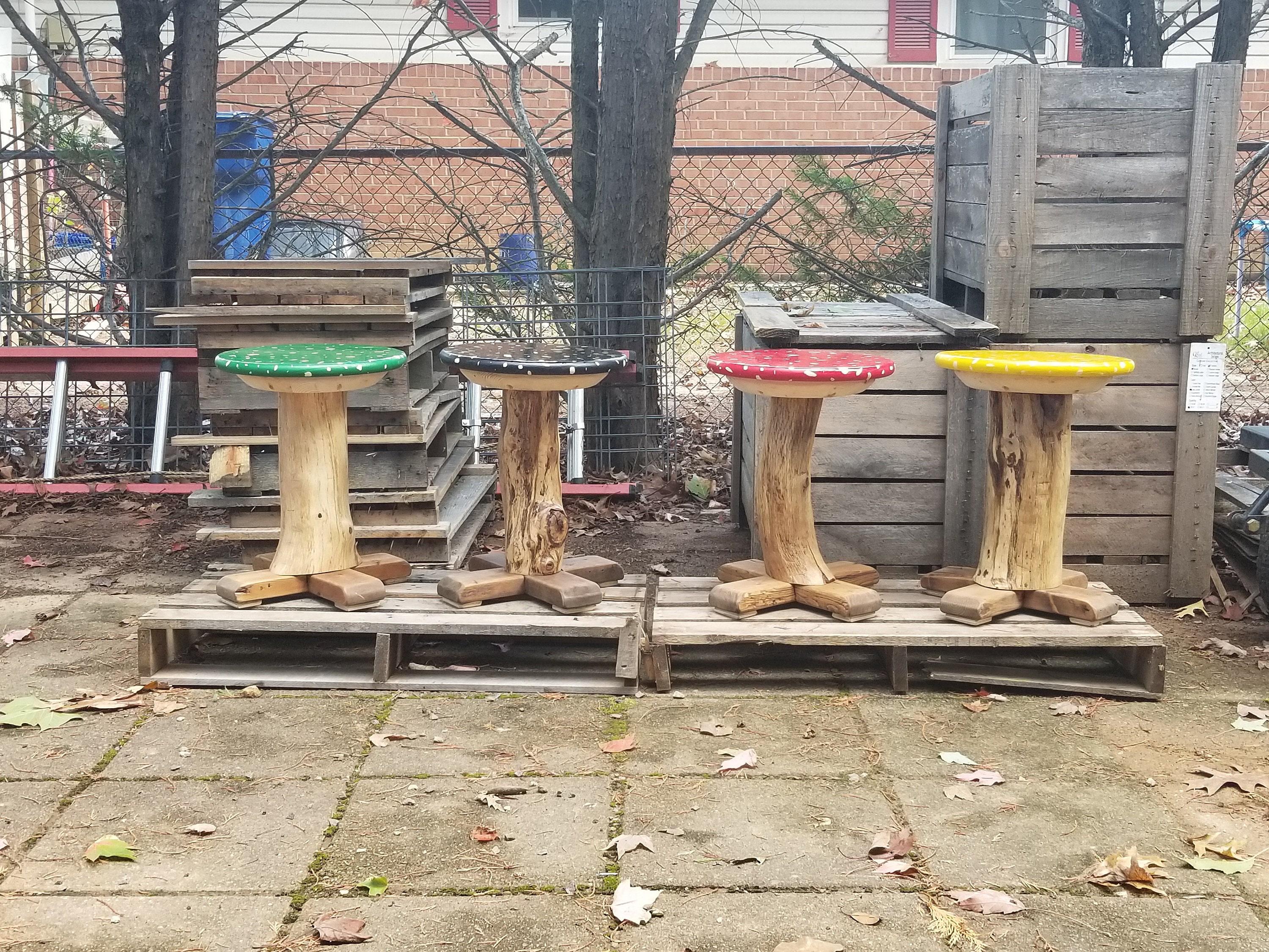 The Toadstool Mini Rustic Oak Log Barstool Primitive Live Edge Natural ...