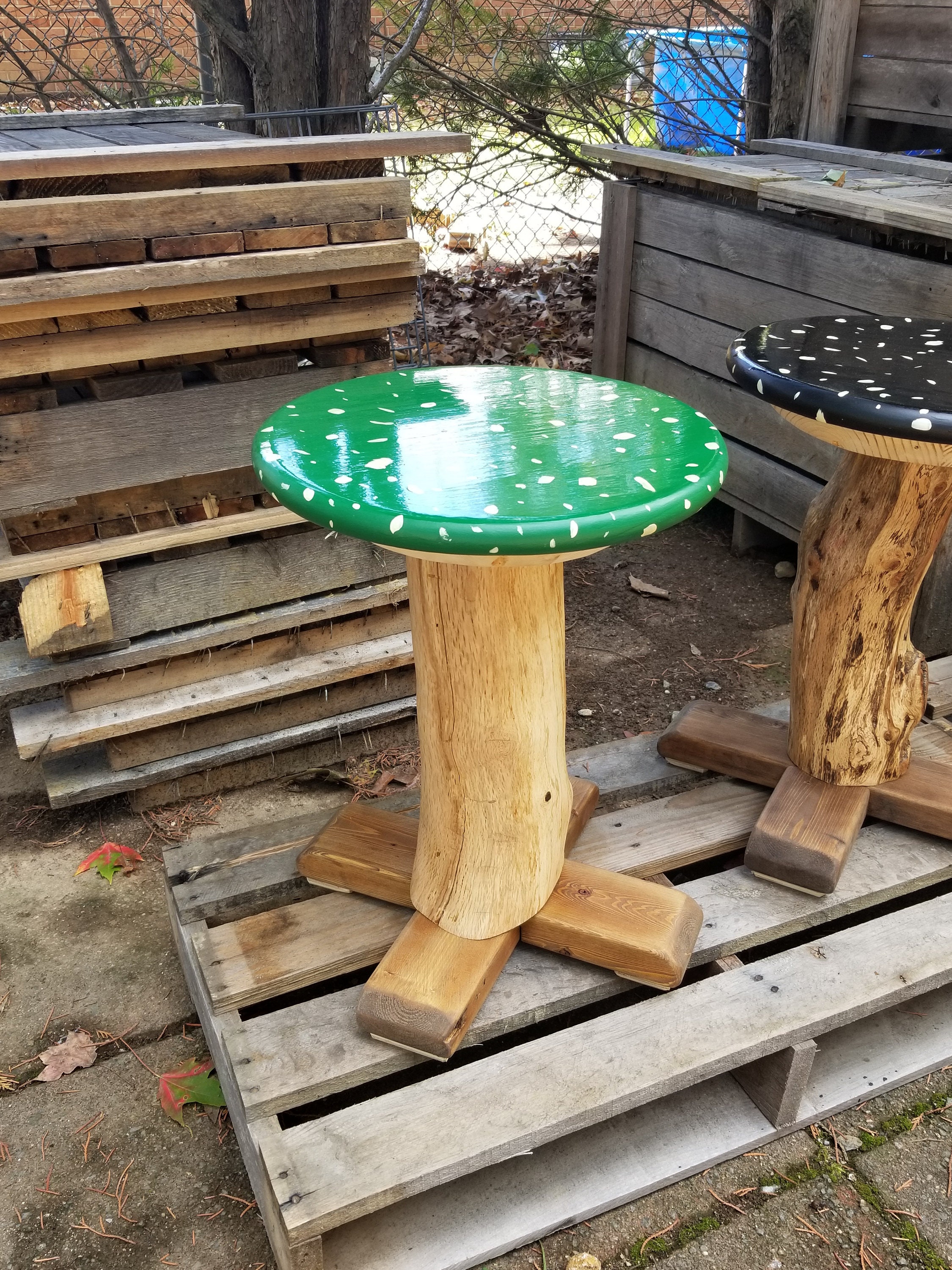 The Toadstool Mini Rustic Oak Log Barstool Primitive Live Edge Natural ...