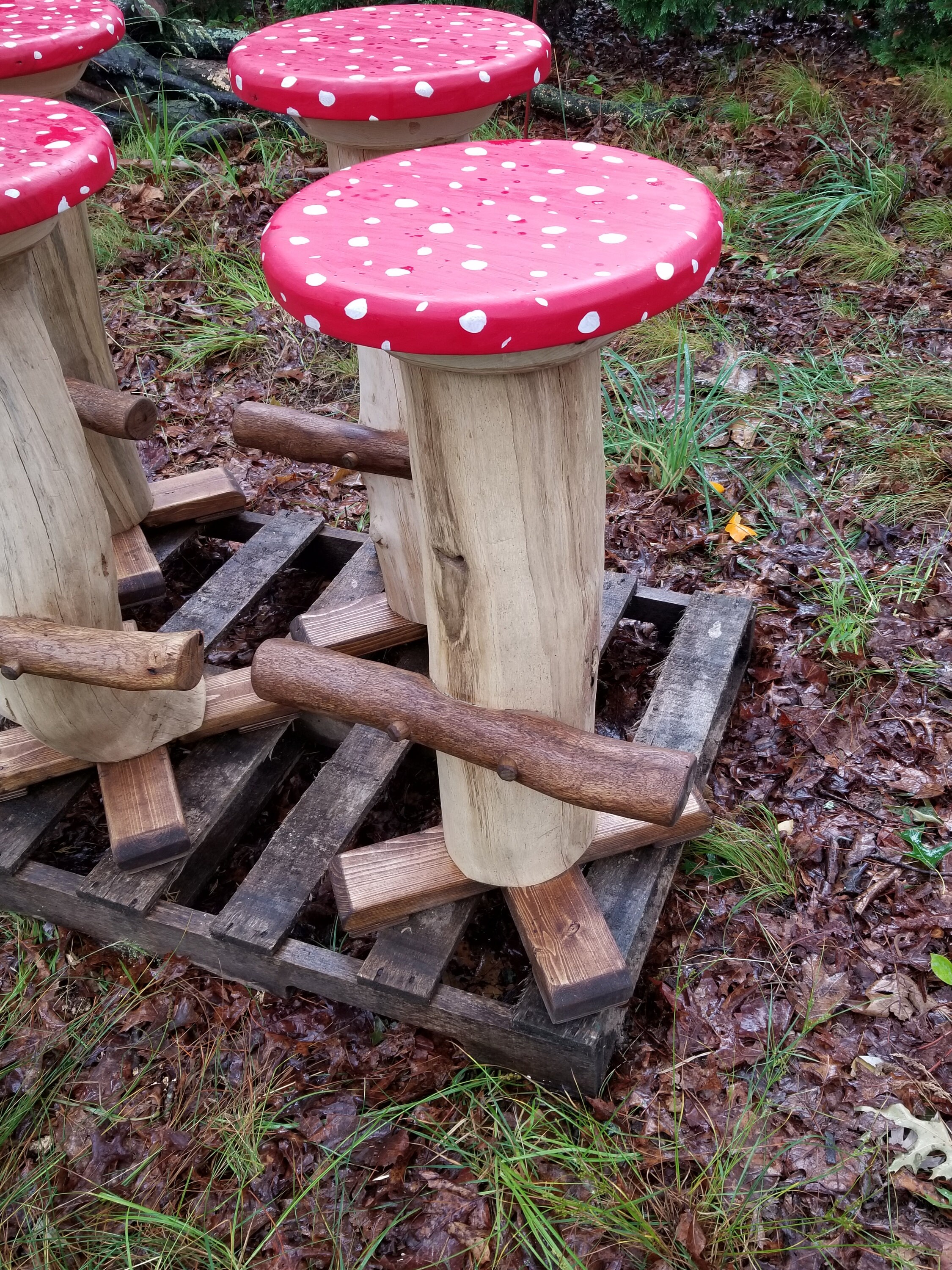 The Toadstool Rustic Oak Log Barstool Primitive Live Edge Natural Pub ...