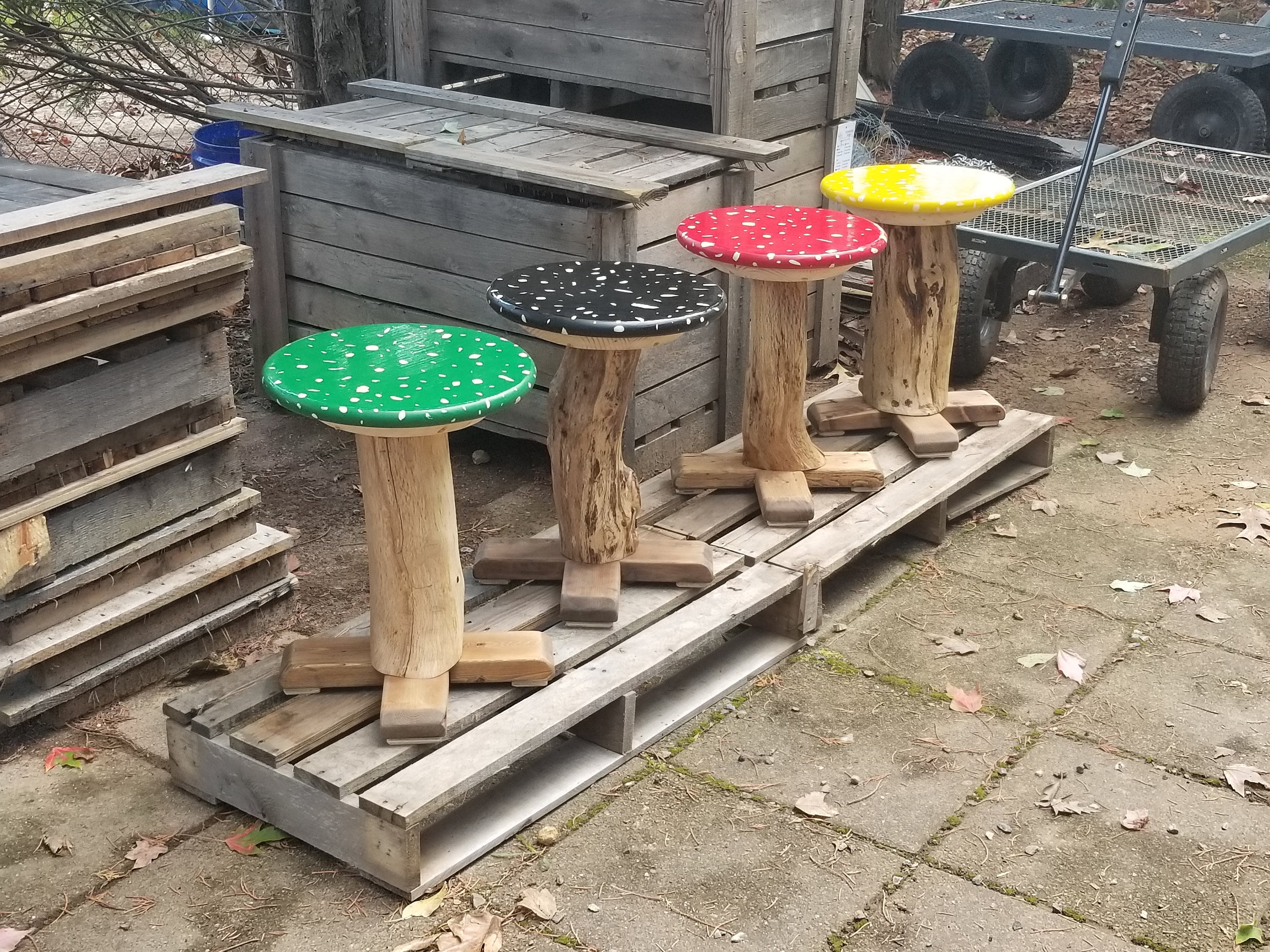 The Toadstool Mini Rustic Oak Log Barstool Primitive Live Edge Natural ...