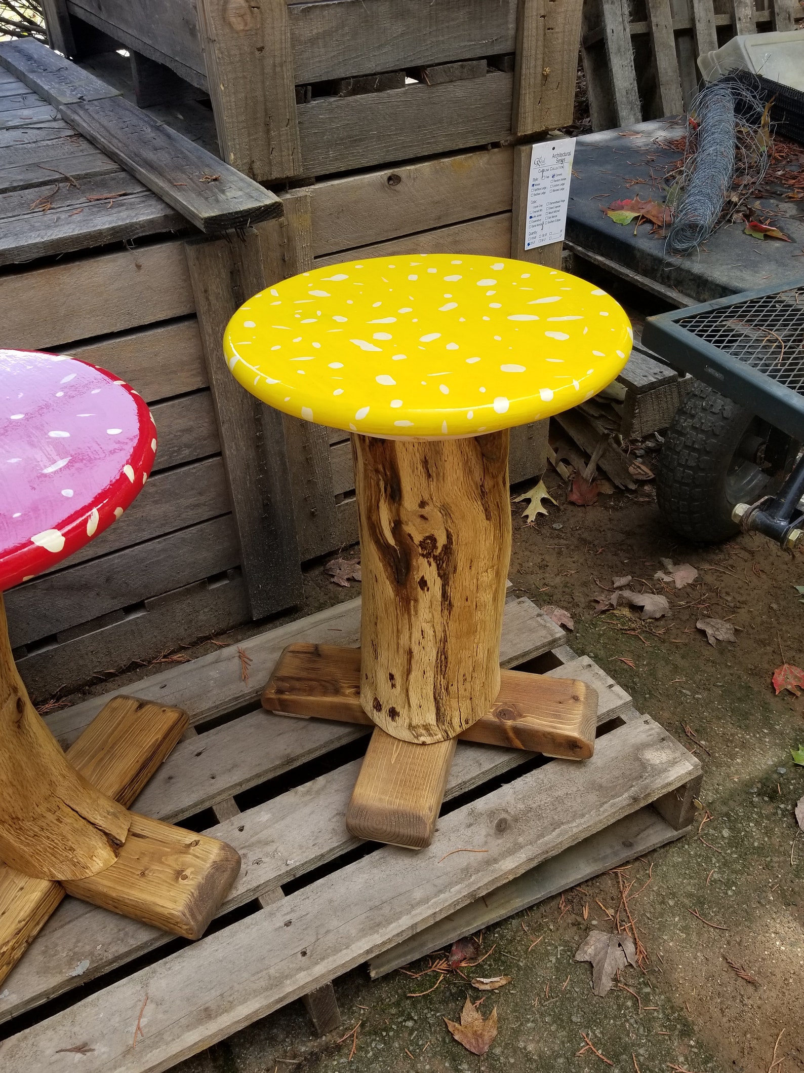 The Toadstool Mini Rustic Oak Log Barstool Primitive Live Edge Natural ...