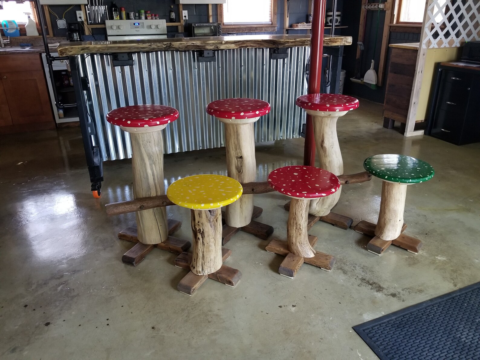 The Toadstool Mini Rustic Oak Log Barstool Primitive Live Edge Natural ...