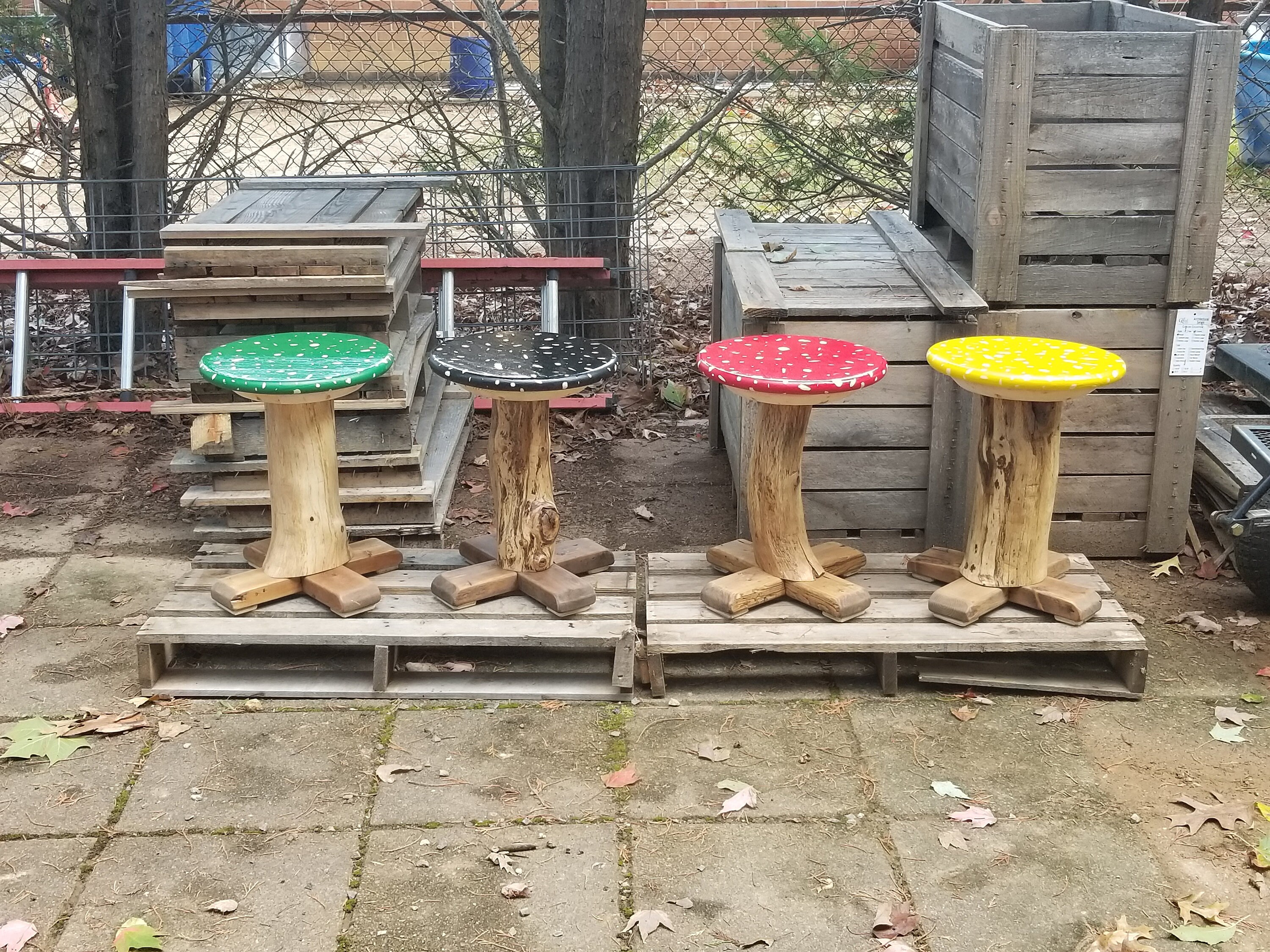 The Toadstool Mini Rustic Oak Log Barstool Primitive Live Edge Natural ...