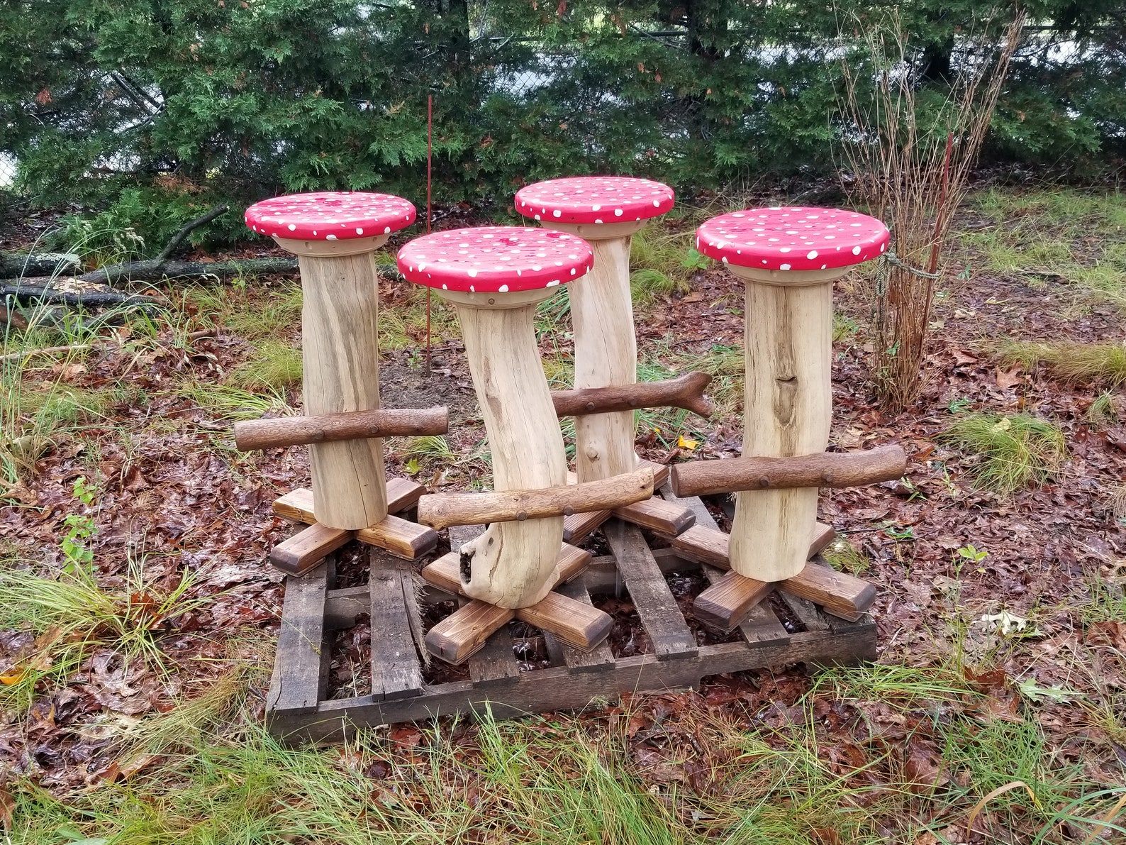 The Toadstool Rustic Oak Log Barstool Primitive Live Edge Natural Pub ...