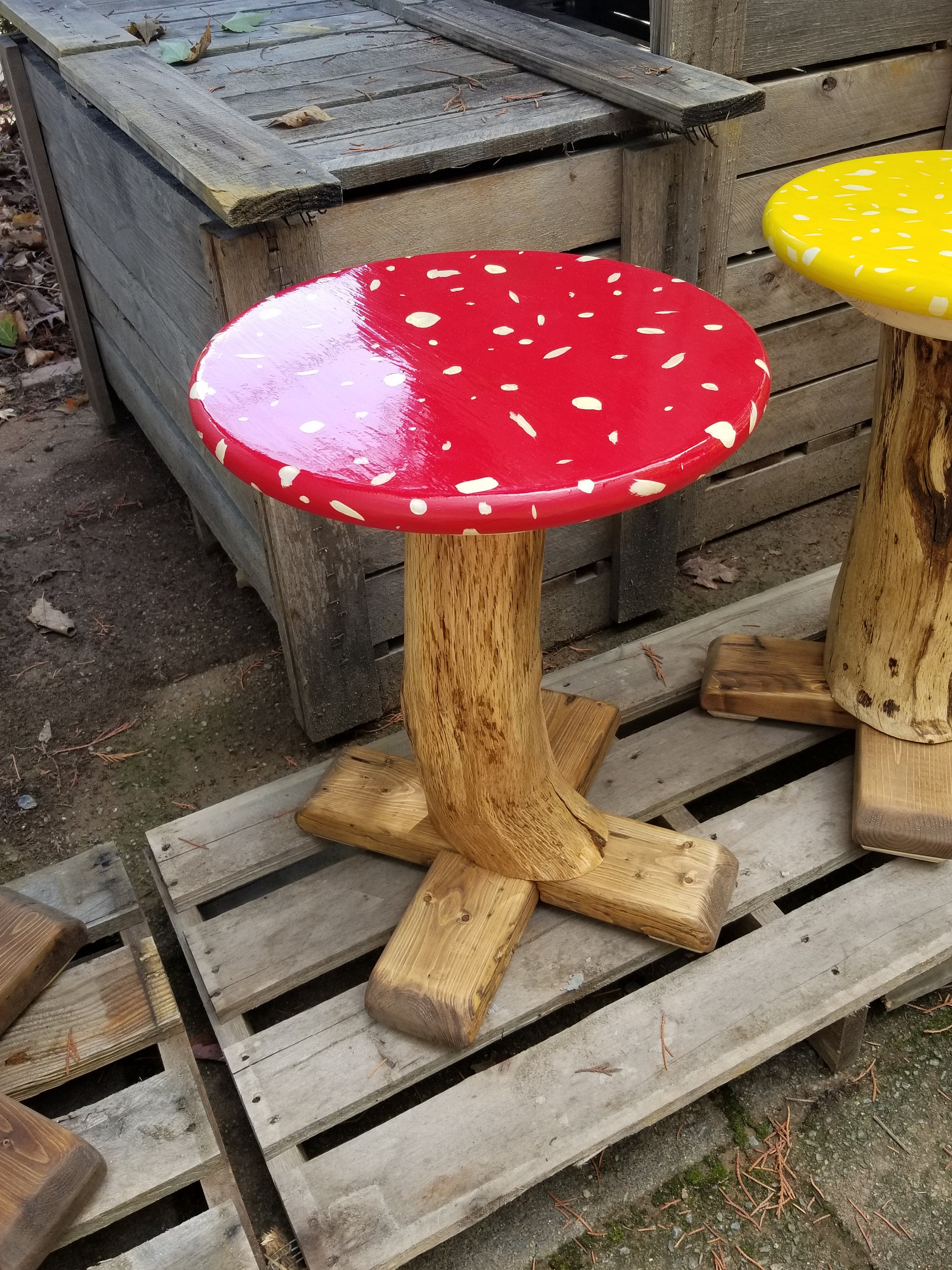 The Toadstool Mini Rustic Oak Log Barstool Primitive Live Edge Natural ...