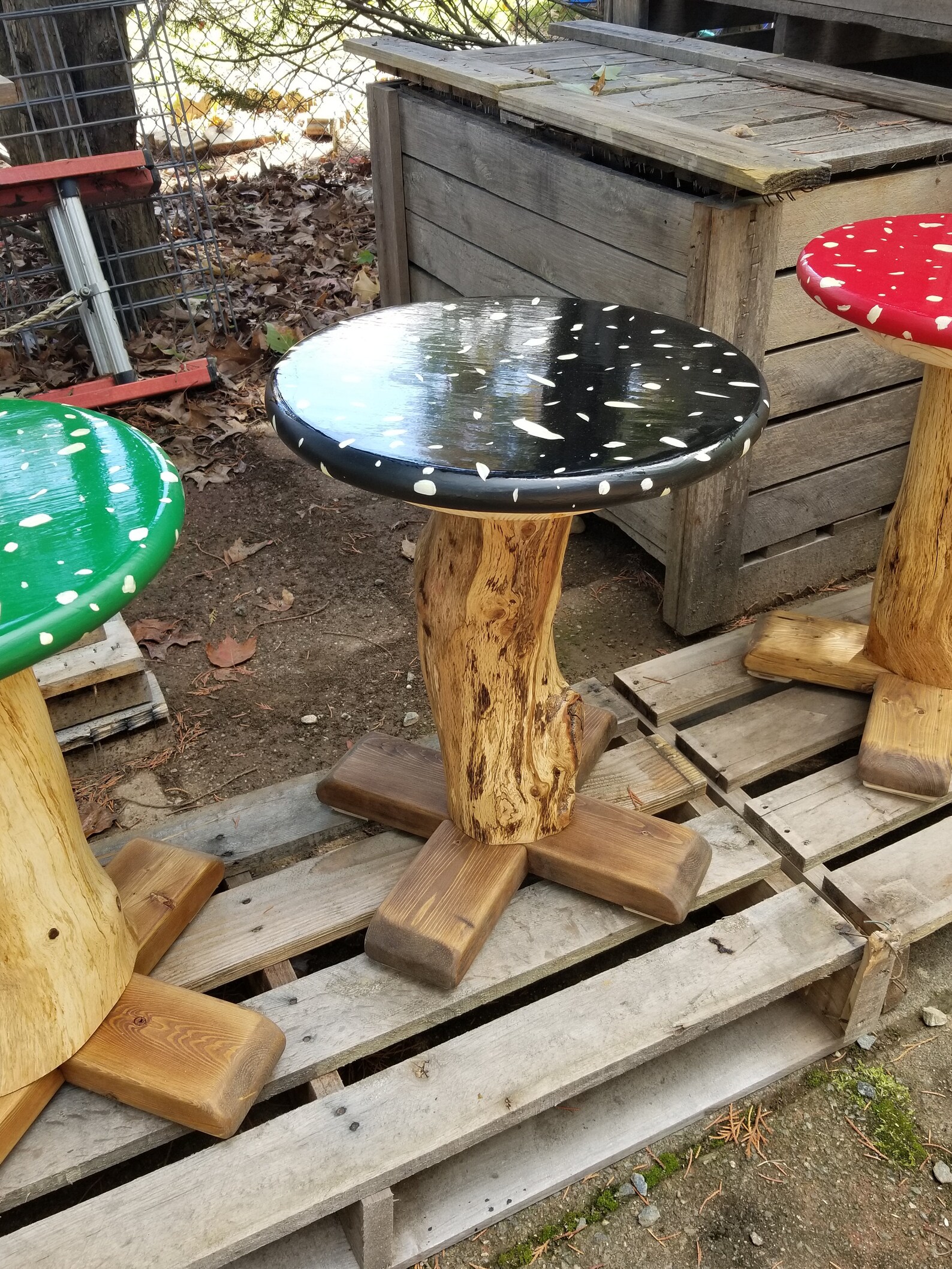 The Toadstool Mini Rustic Oak Log Barstool Primitive Live Edge Natural ...