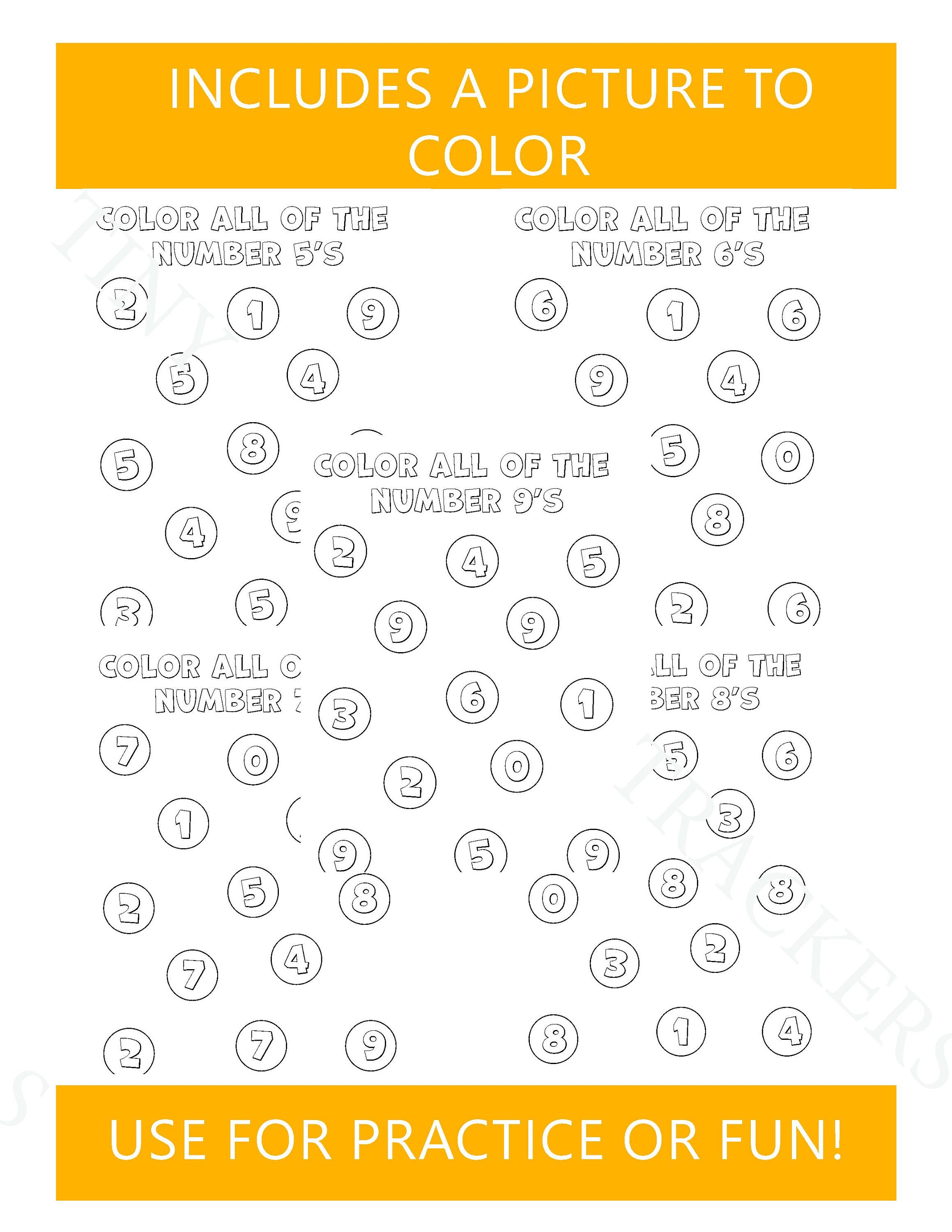 Color Letters and Numbers Worksheets - Etsy