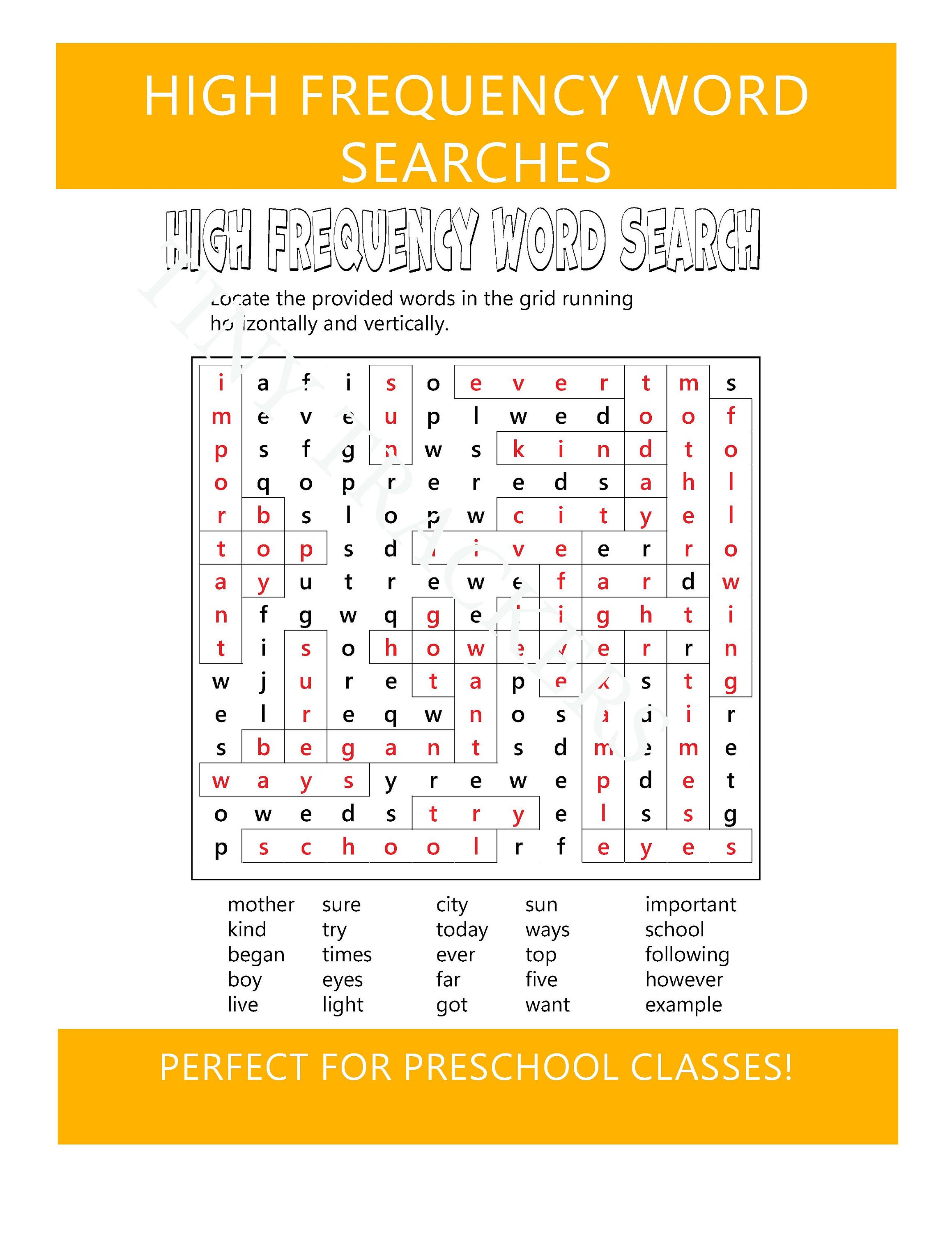 High Frequency Word Searches - Etsy