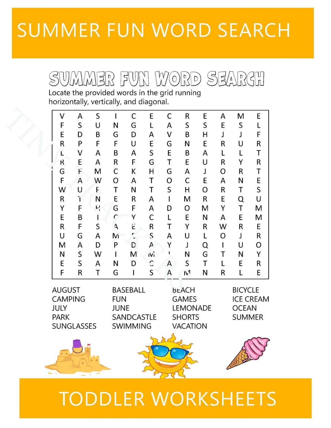 Summer Fun Word Search for Kids - Etsy