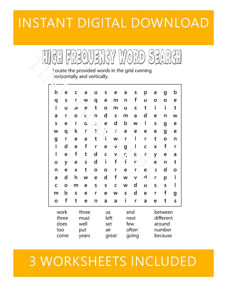 High Frequency Word Searches - Etsy