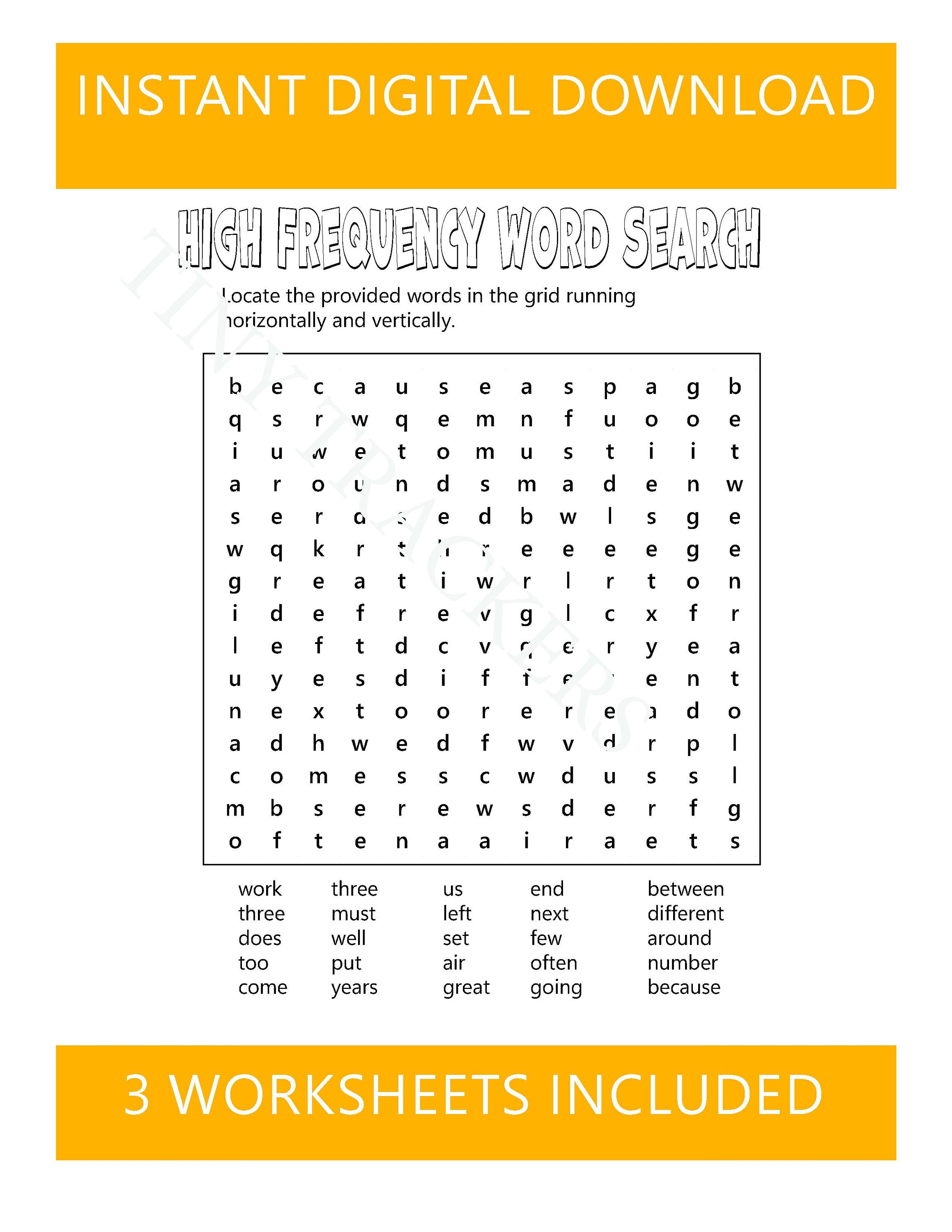 High Frequency Word Searches - Etsy